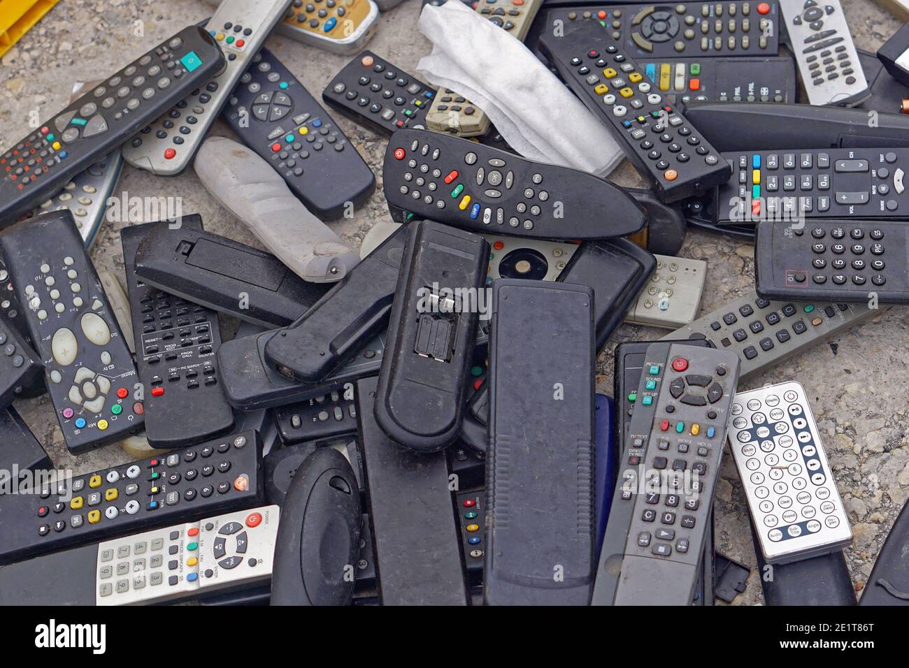 Bunch of various remote controls for tv set audio video equipment Stock ...