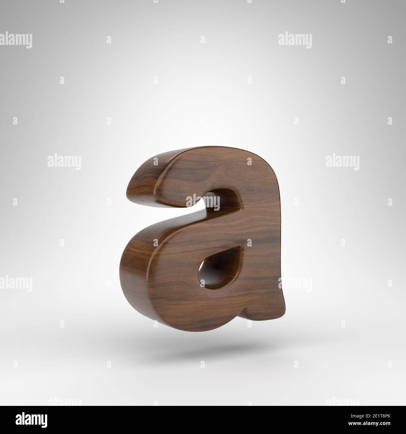 Letter A lowercase on white background. Dark oak 3D rendered font with ...