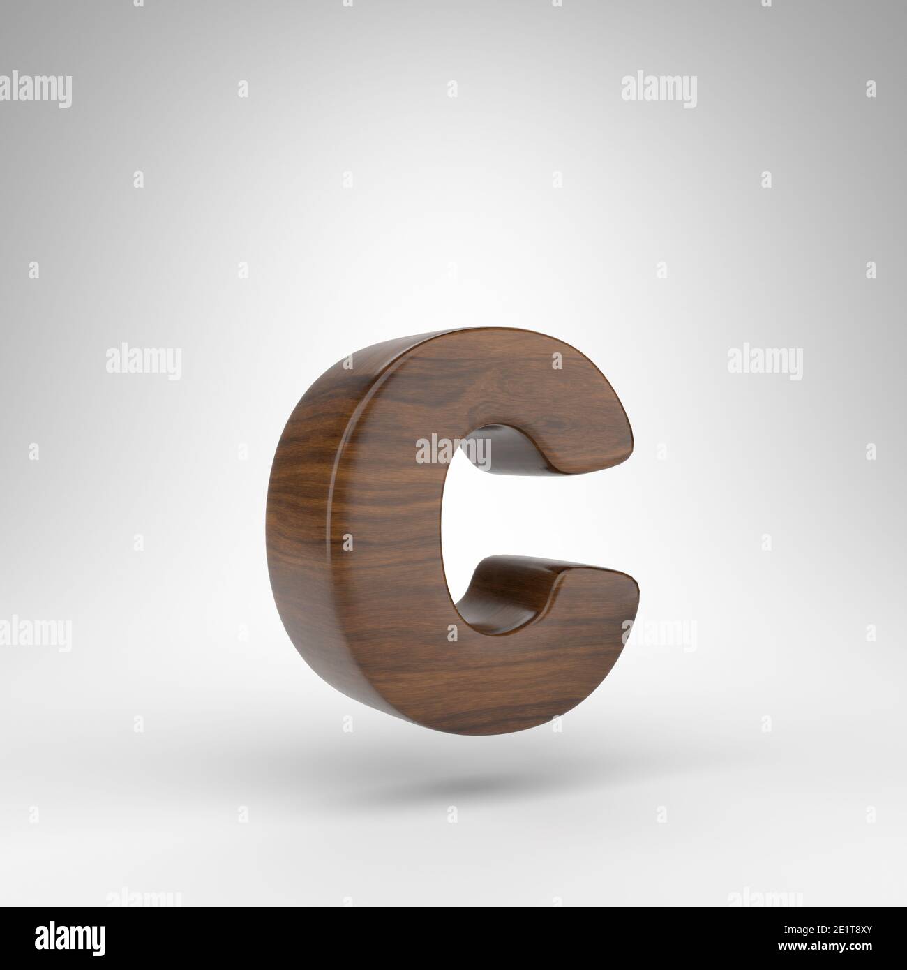 Letter C lowercase on white background. Dark oak 3D rendered font with ...