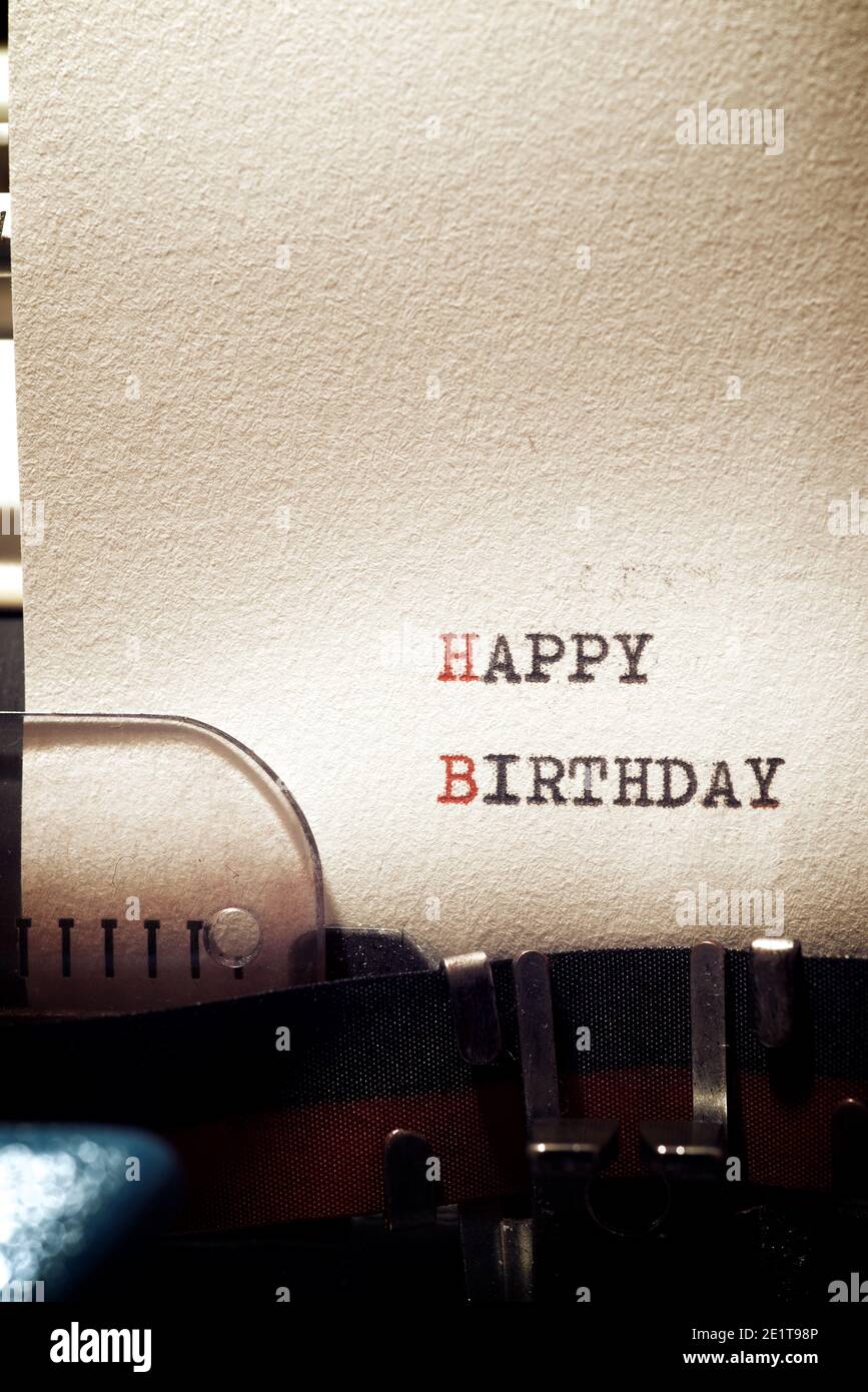 Happy birthday phrase written with a typewriter Stock Photo - Alamy
