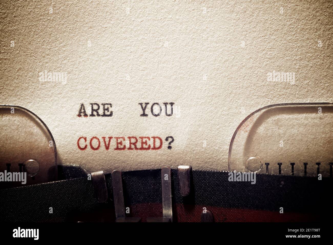 Are you covered question written with a typewriter Stock Photo - Alamy