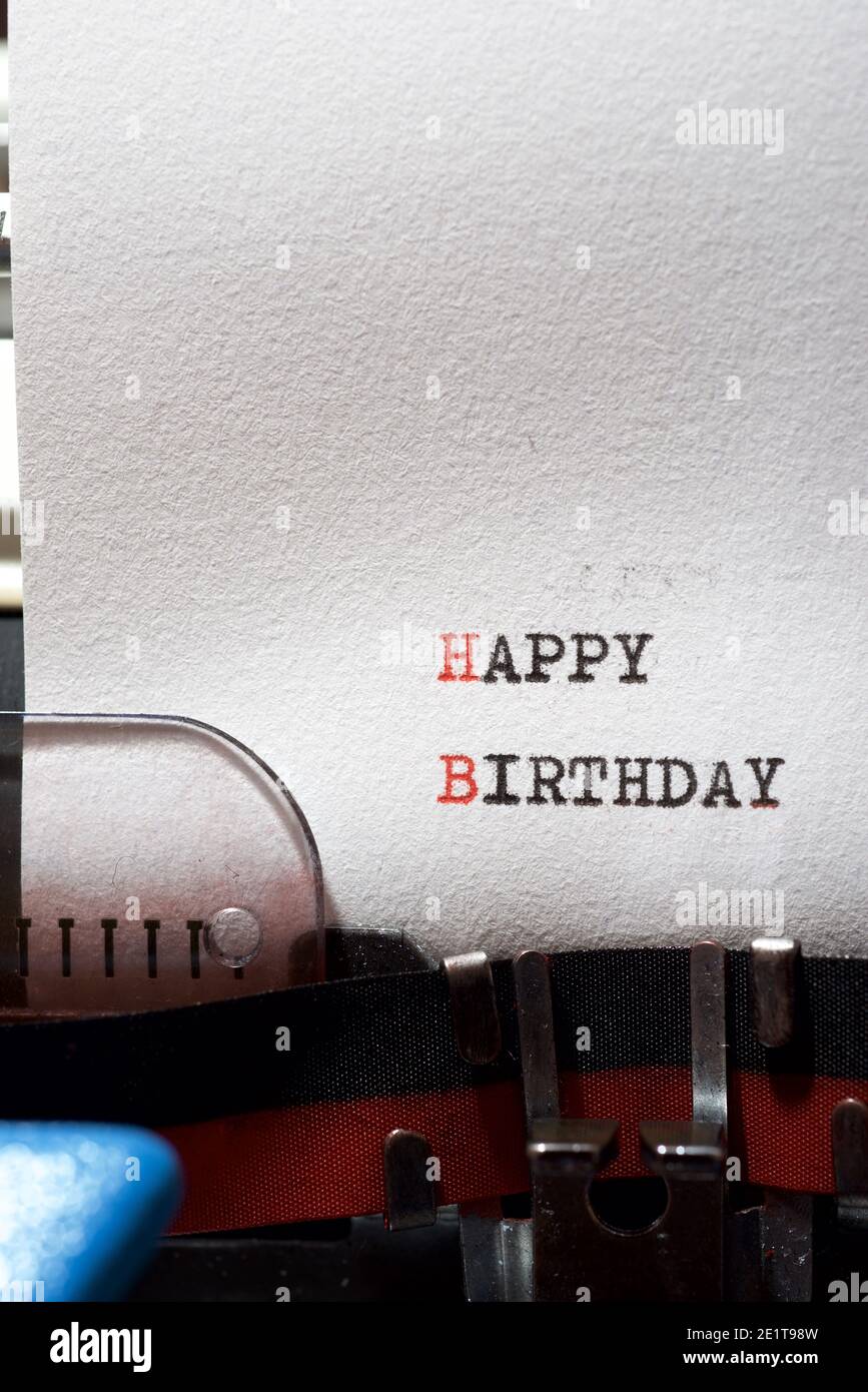 Happy birthday phrase written with a typewriter Stock Photo - Alamy