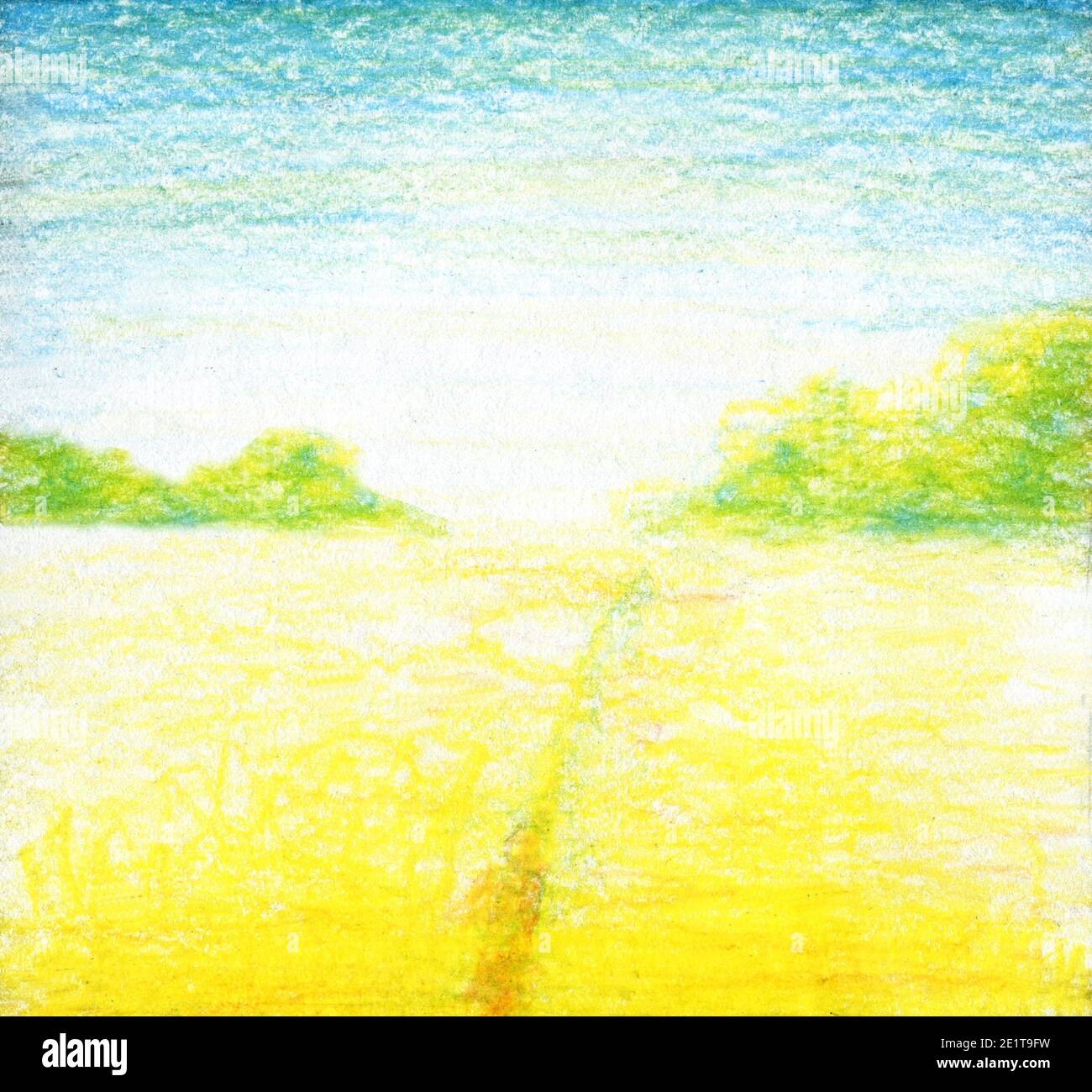 Hand drawn nature background. Meadow in the bright day light Stock ...