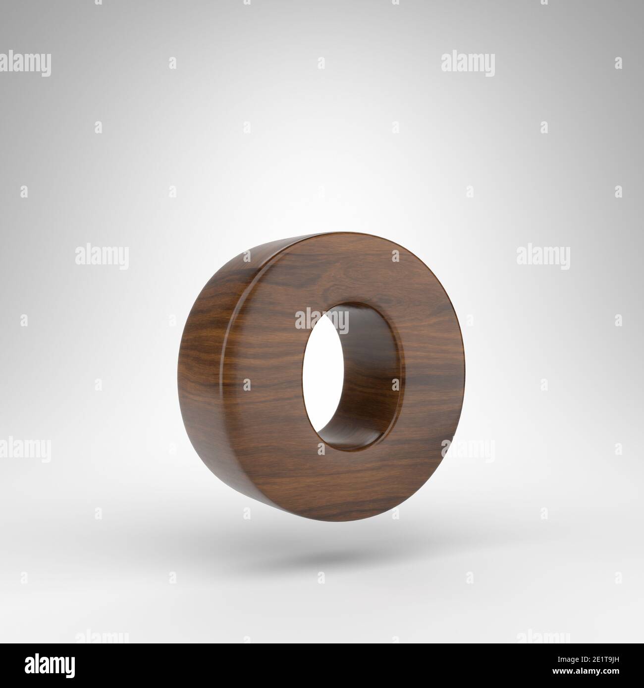 Letter O lowercase on white background. Dark oak 3D rendered font with ...