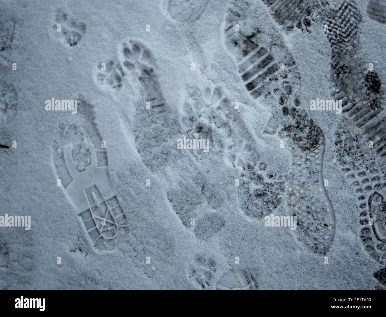 Shoeprints in snow - danger walking in the snow. Footprints Texture ...