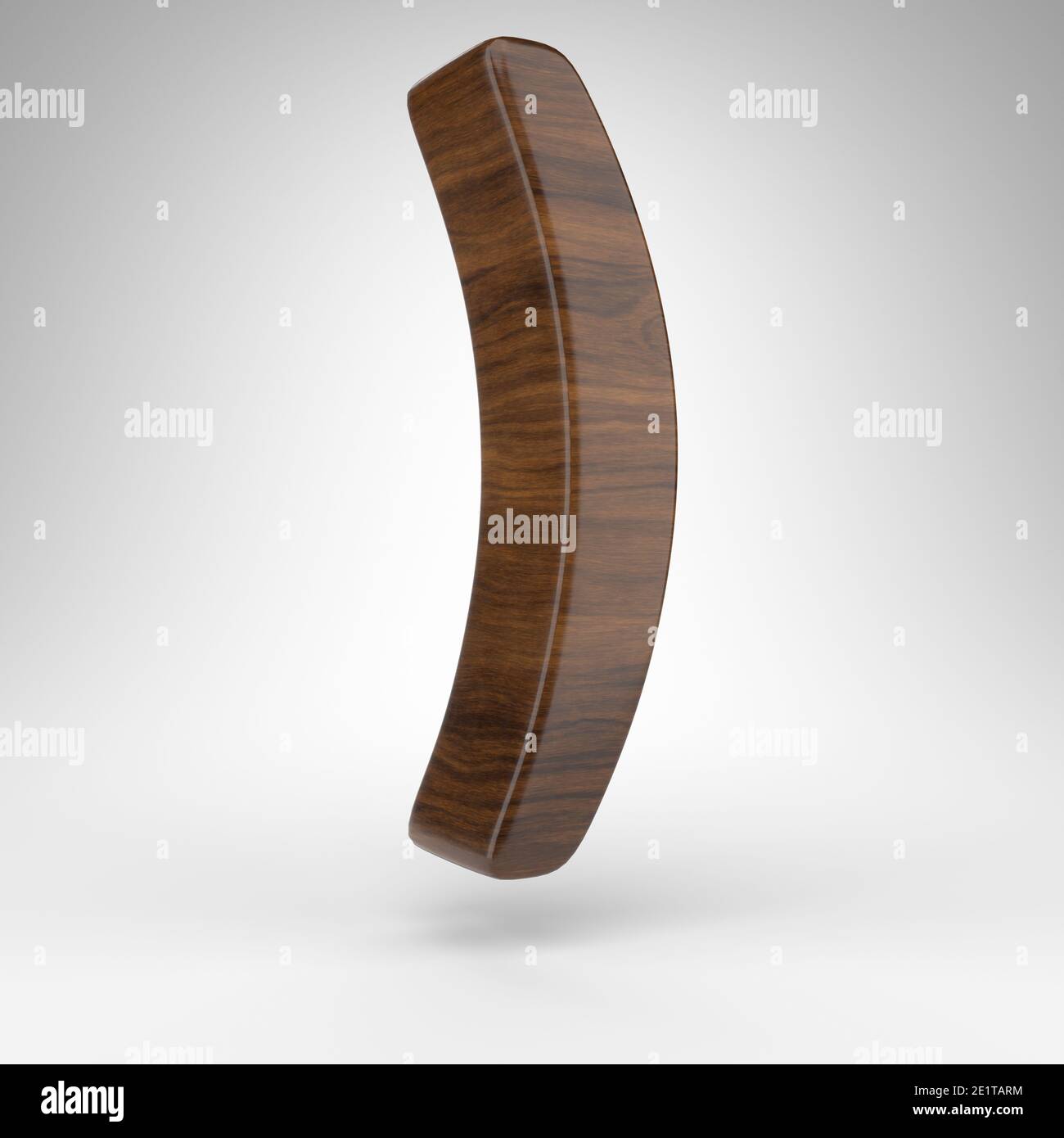 Right round bracket symbol on white background. Dark oak 3D rendered ...