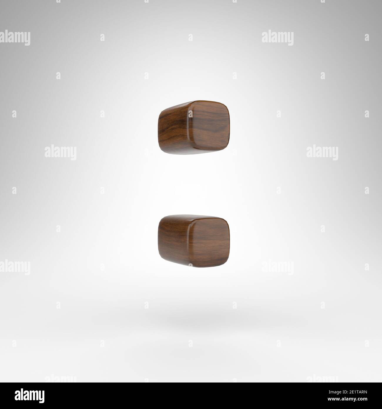 Colon symbol on white background. Dark oak 3D rendered sign with brown ...