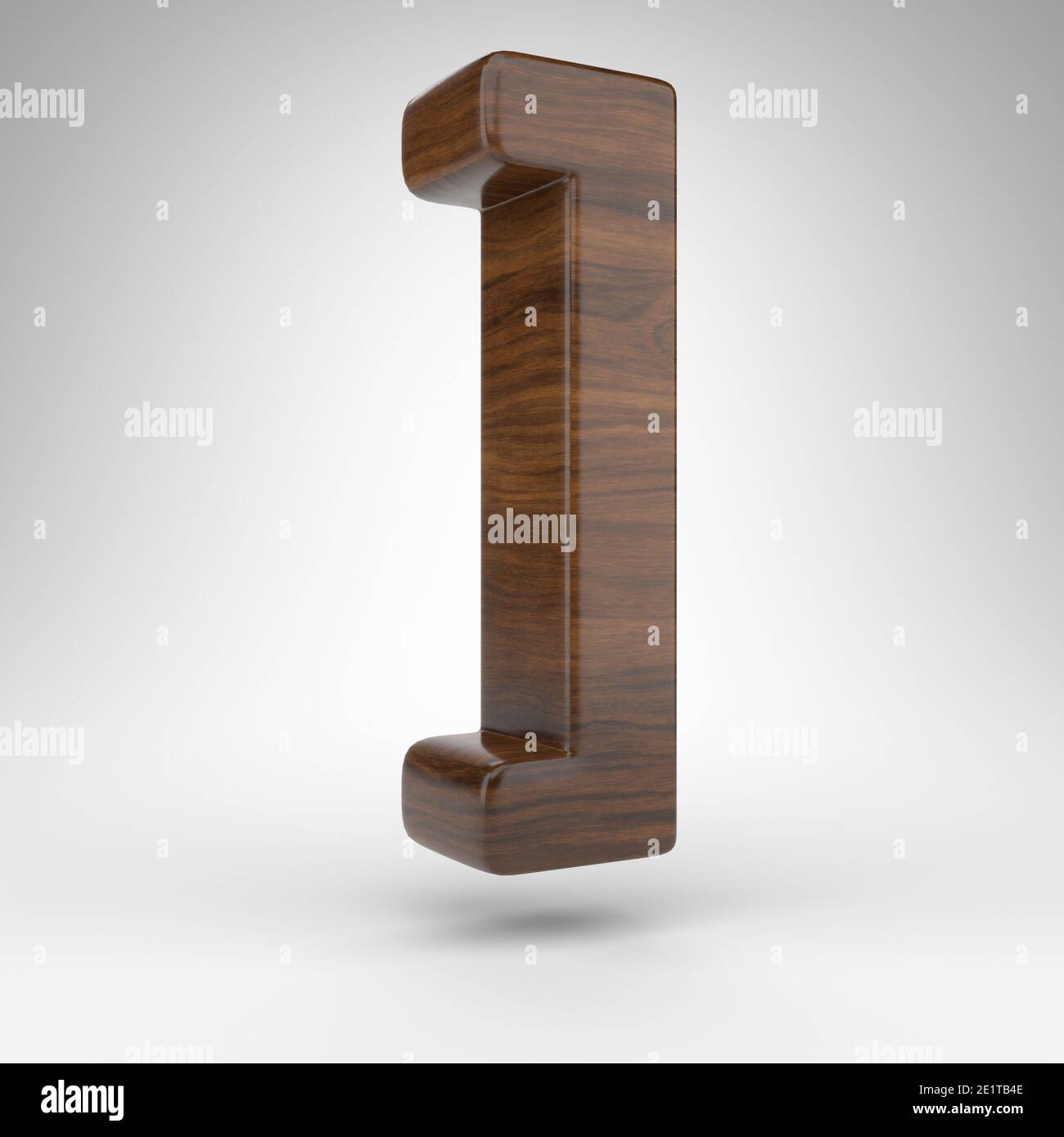 Right square bracket symbol on white background. Dark oak 3D rendered ...