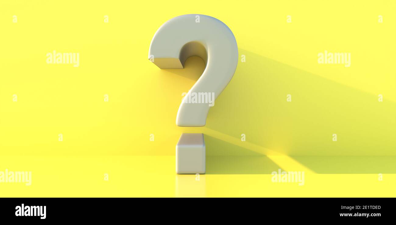 Question mark isolated on yellow color wall background, mockup ...