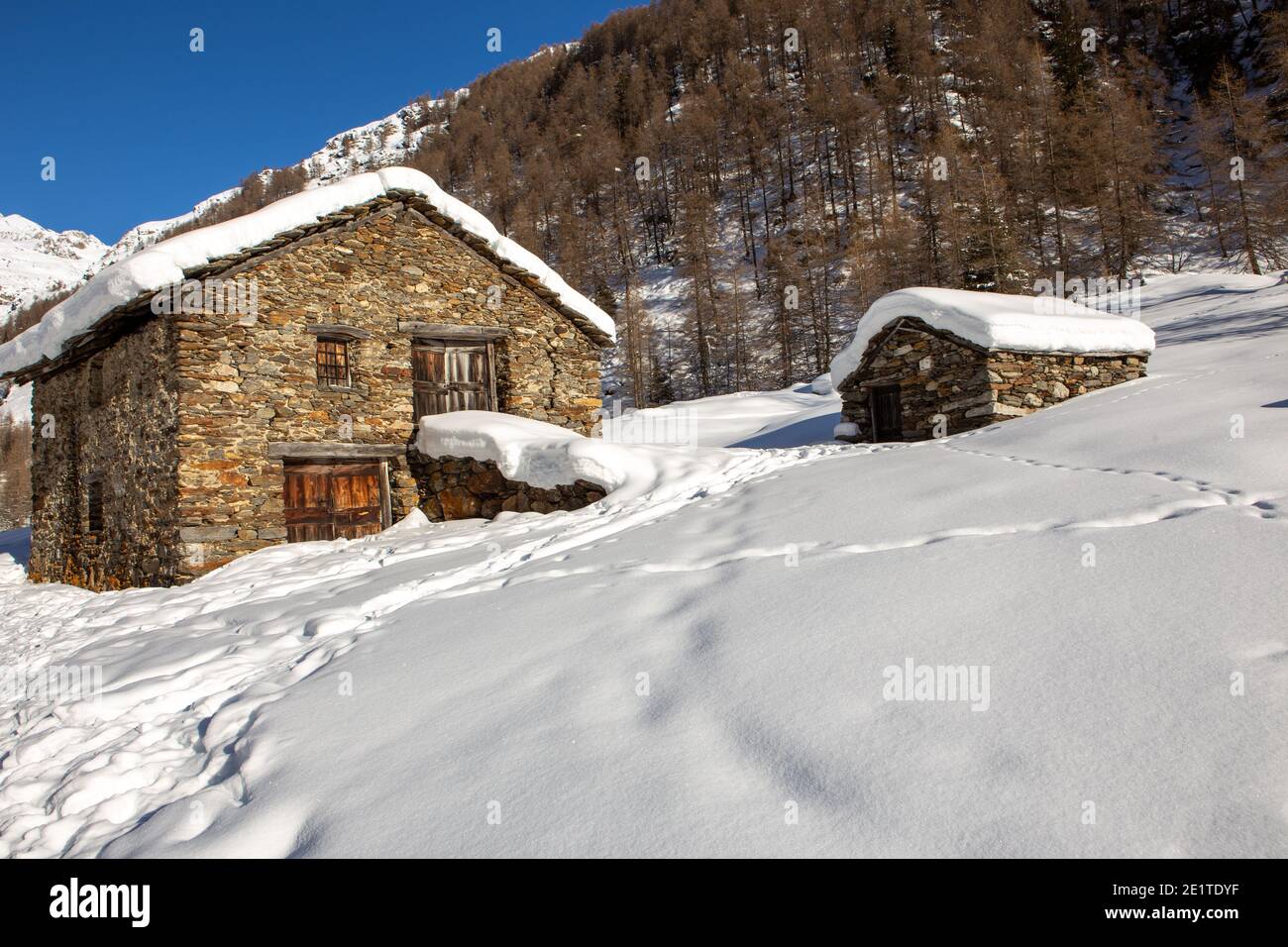 Mountain cottage in Valcamonica Stock Photo - Alamy