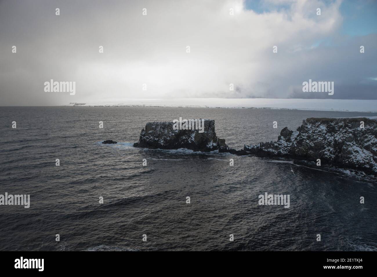 Winter panorama atlantic arctic polar ocean sea cliff rock peninsula ...