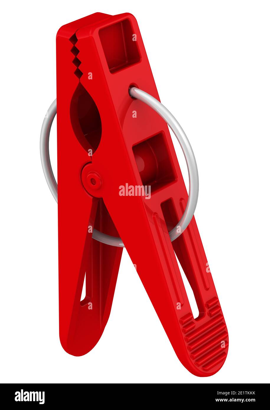 Clothespin made from plastic. Red plastic clothespin isolated on a ...