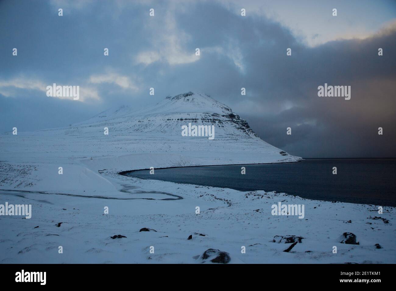 Winter panorama atlantic arctic polar ocean sea cliff rock peninsula ...