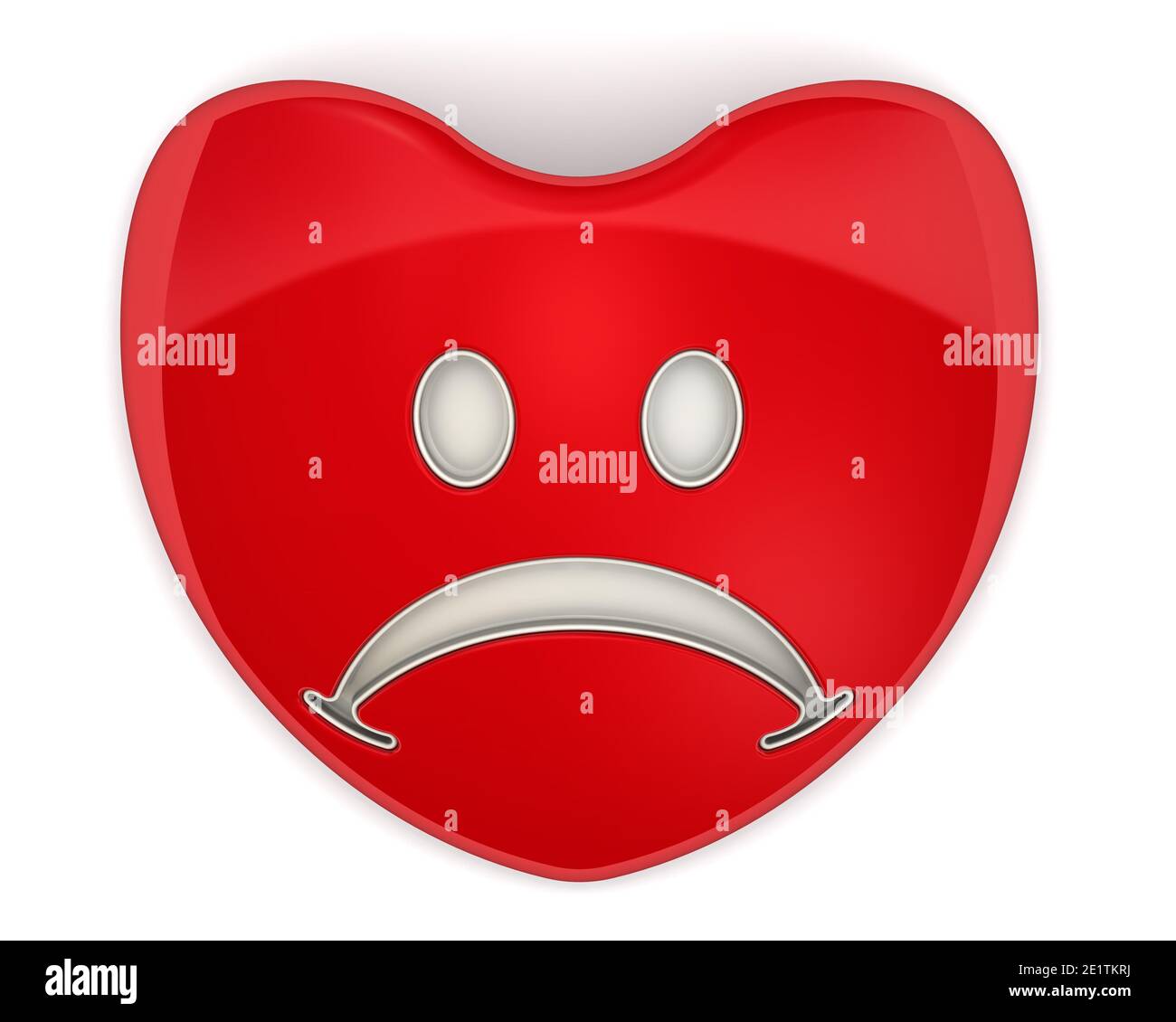 Sad heart symbol. Red sad heart symbol is isolated on white background ...