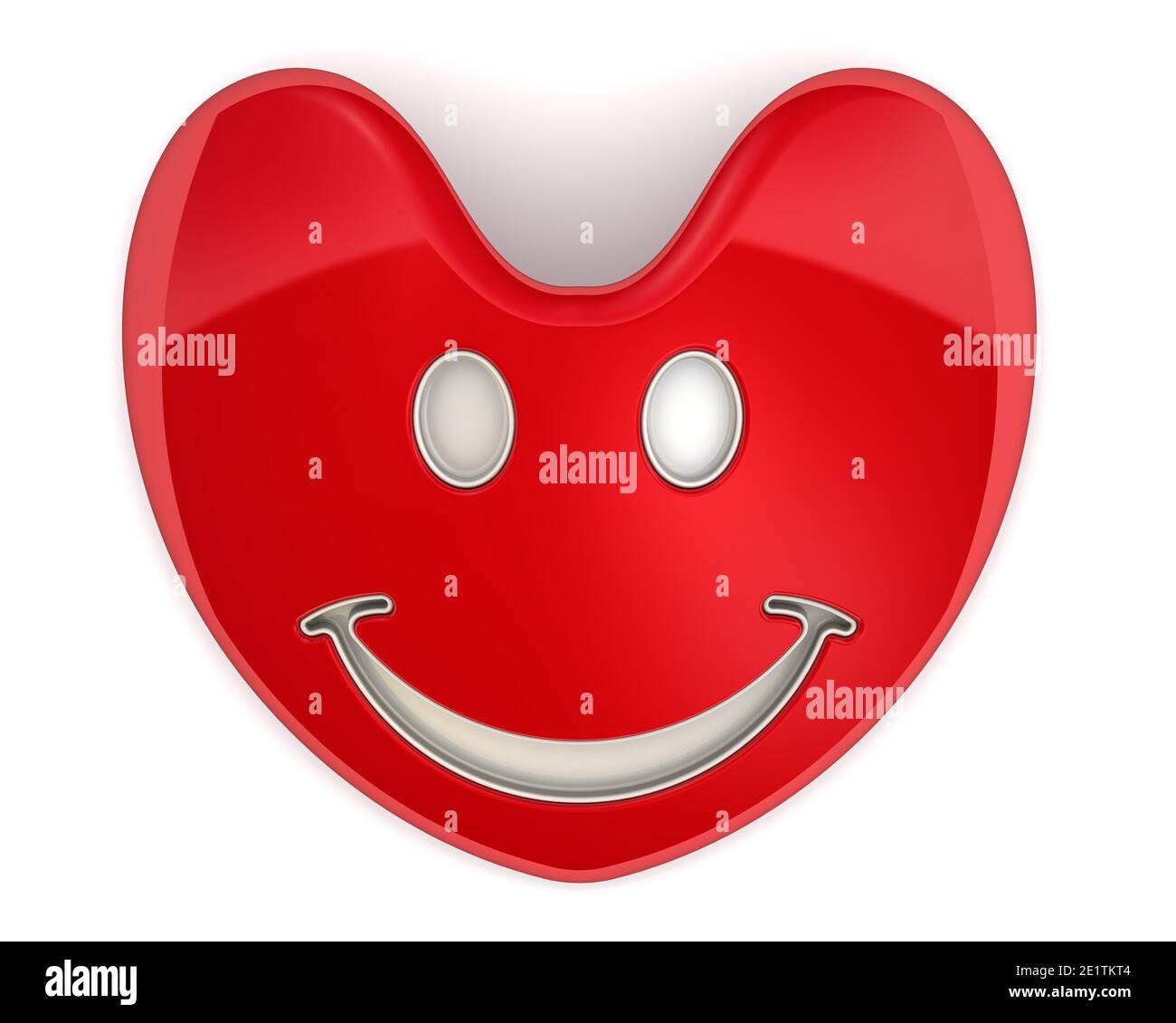 Smiling heart symbol. Red smiling heart symbol isolated on white ...