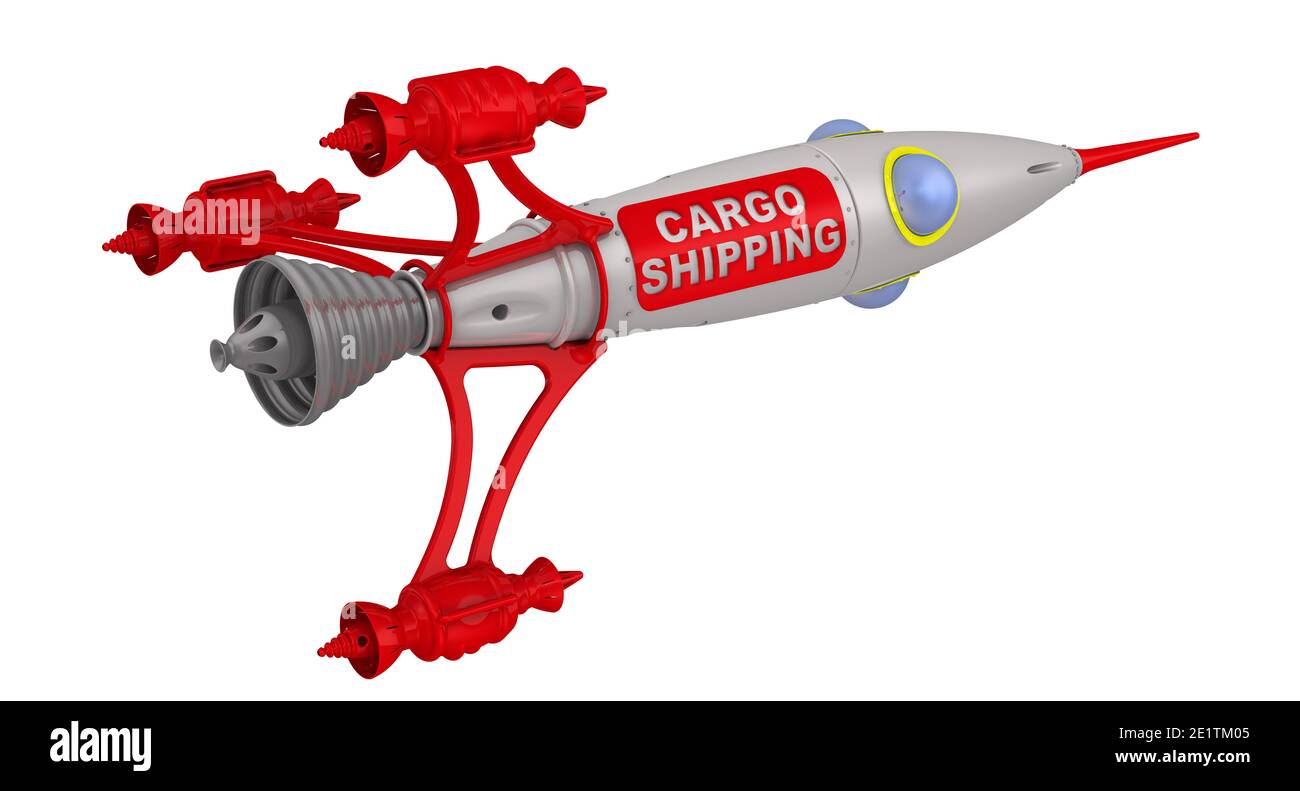 Cargo shipping. Inscription on the spaceship. Spaceship labeled "CARGO ...