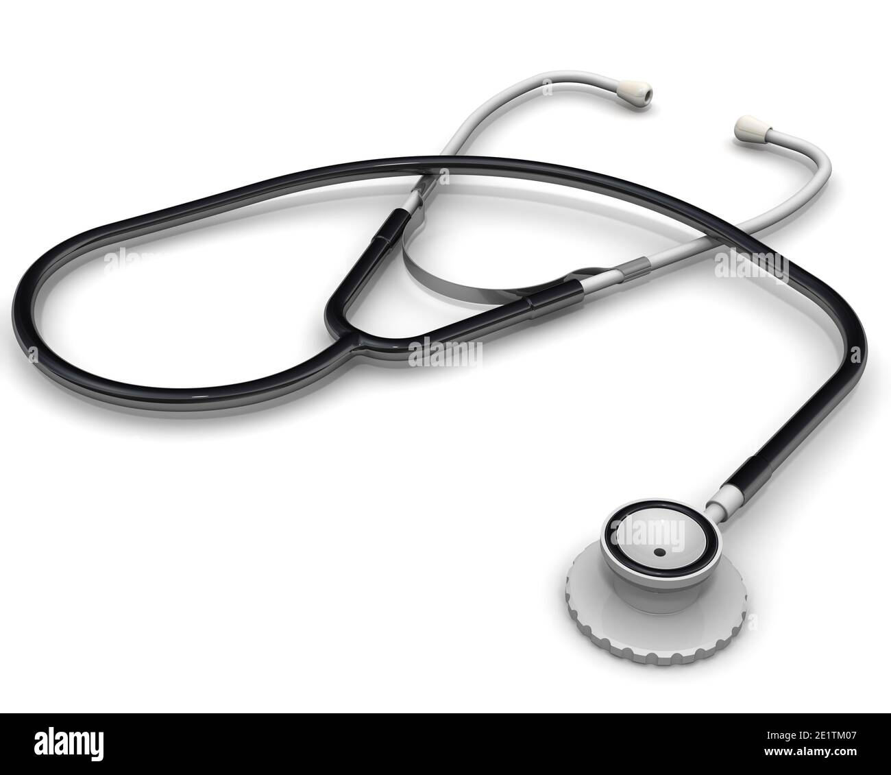 Phonendoscope. The phonendoscope lying on a white surface. Isolated. 3D ...