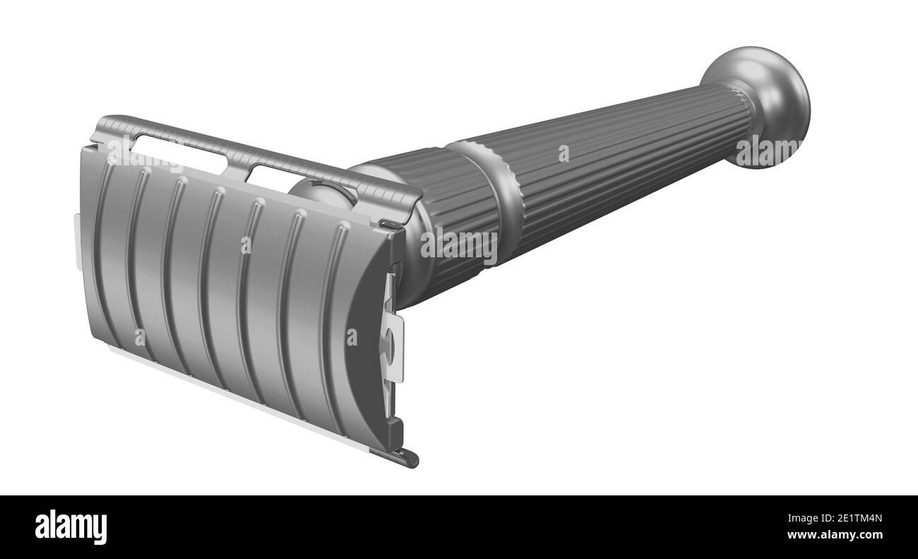 The safety razor. Steel safety razor isolated on white background Stock ...