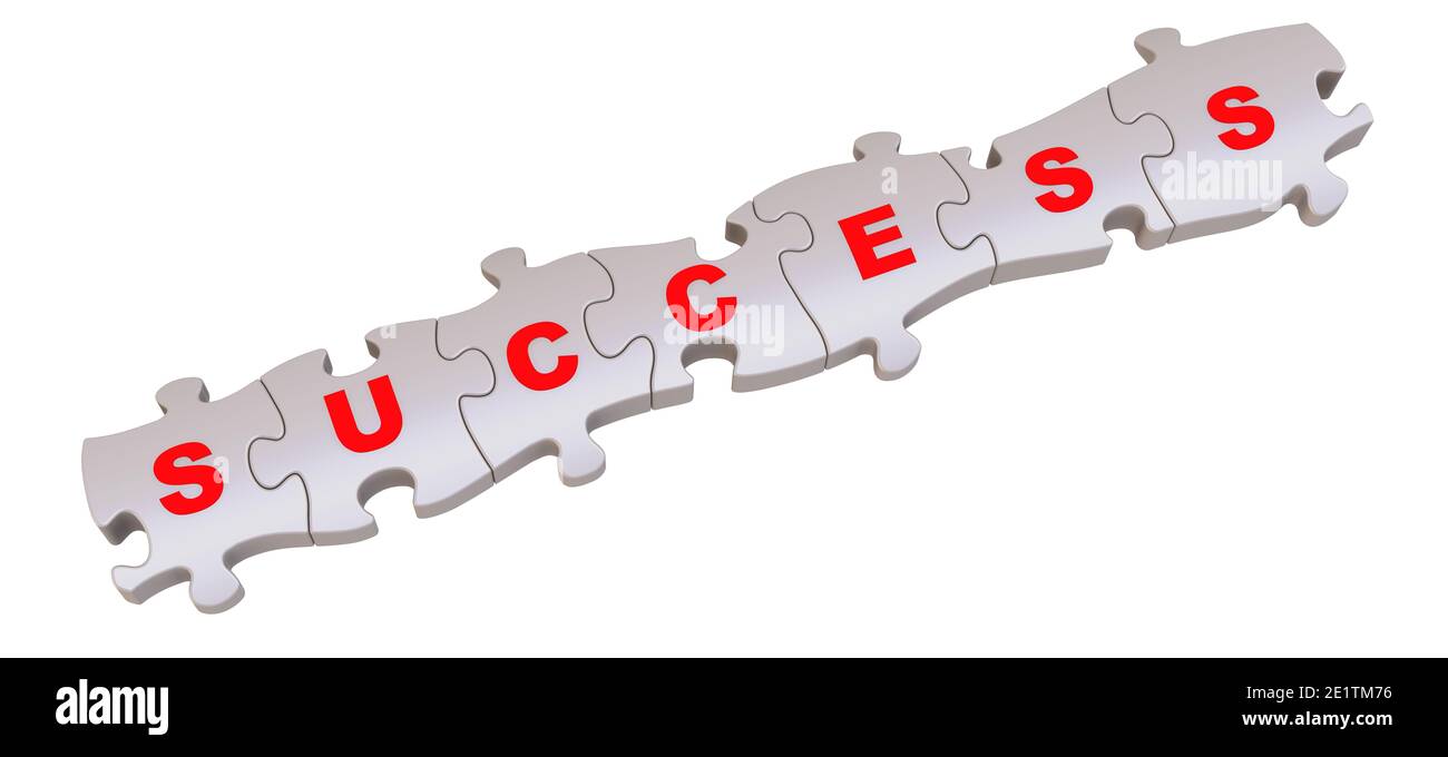 Success word on puzzle pieces. Success concept. Red SUCCESS word on ...