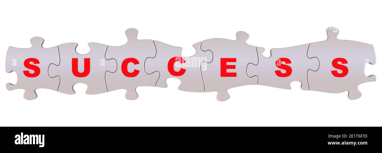 Success word on puzzle pieces. Success concept. Red SUCCESS word on ...
