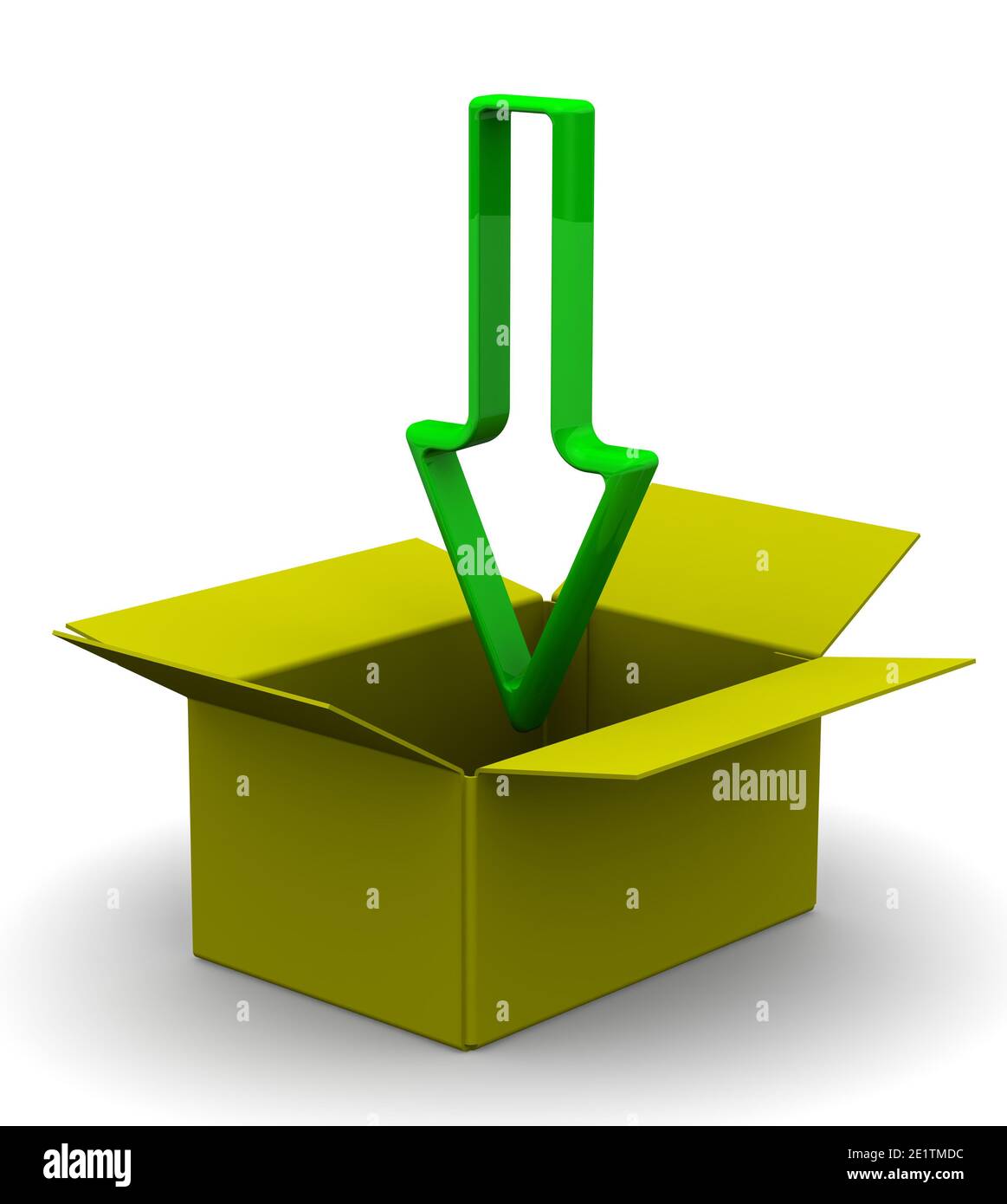 The green arrow indicating the direction in the box.Open yellow box and ...