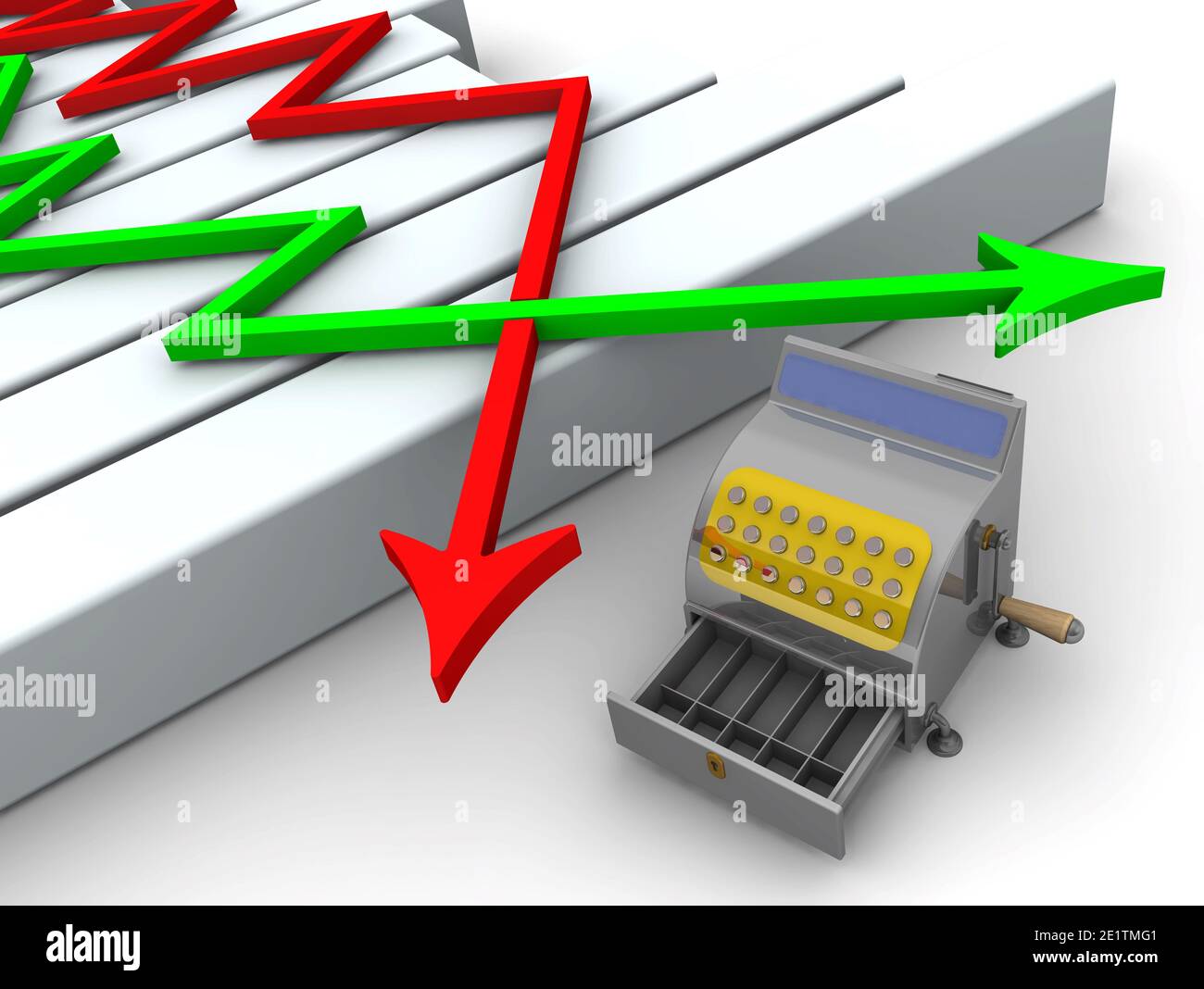 Chart and empty the cash register. Empty cash register and the chart on ...
