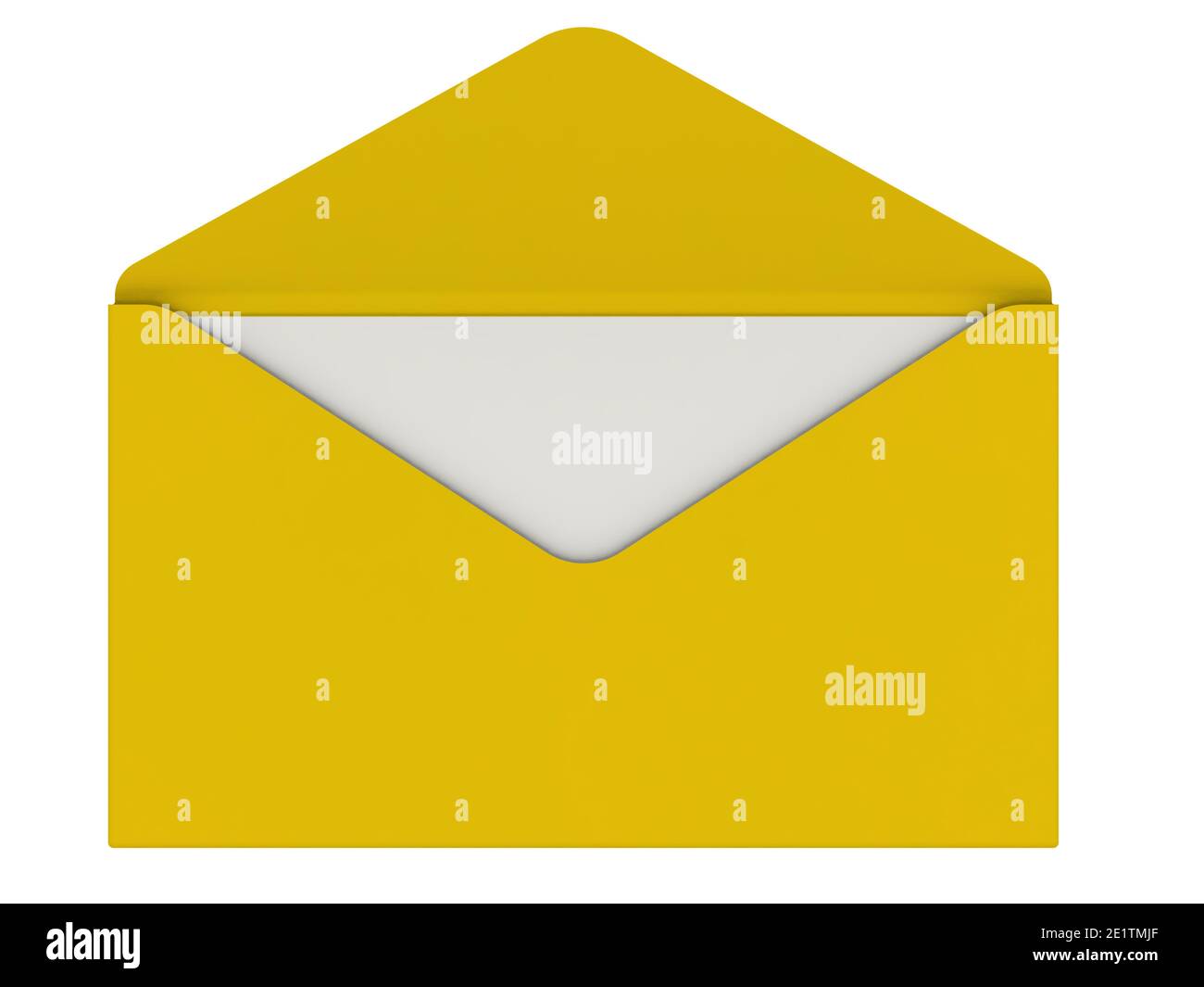 Open yellow envelope with a white sheet. Isolated Stock Photo - Alamy