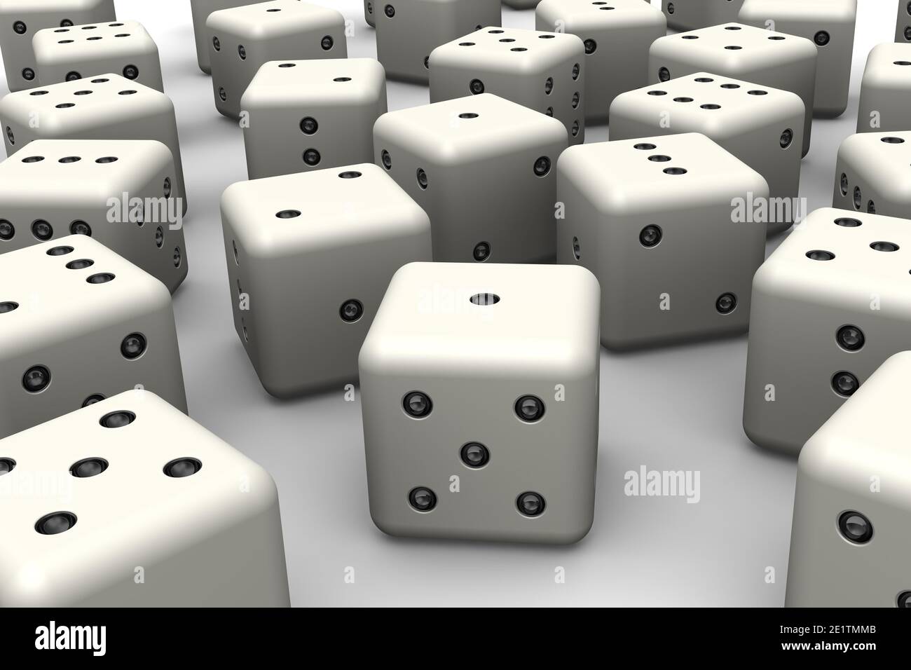 Heap of white dices as background on white surface. 3D Illustration ...