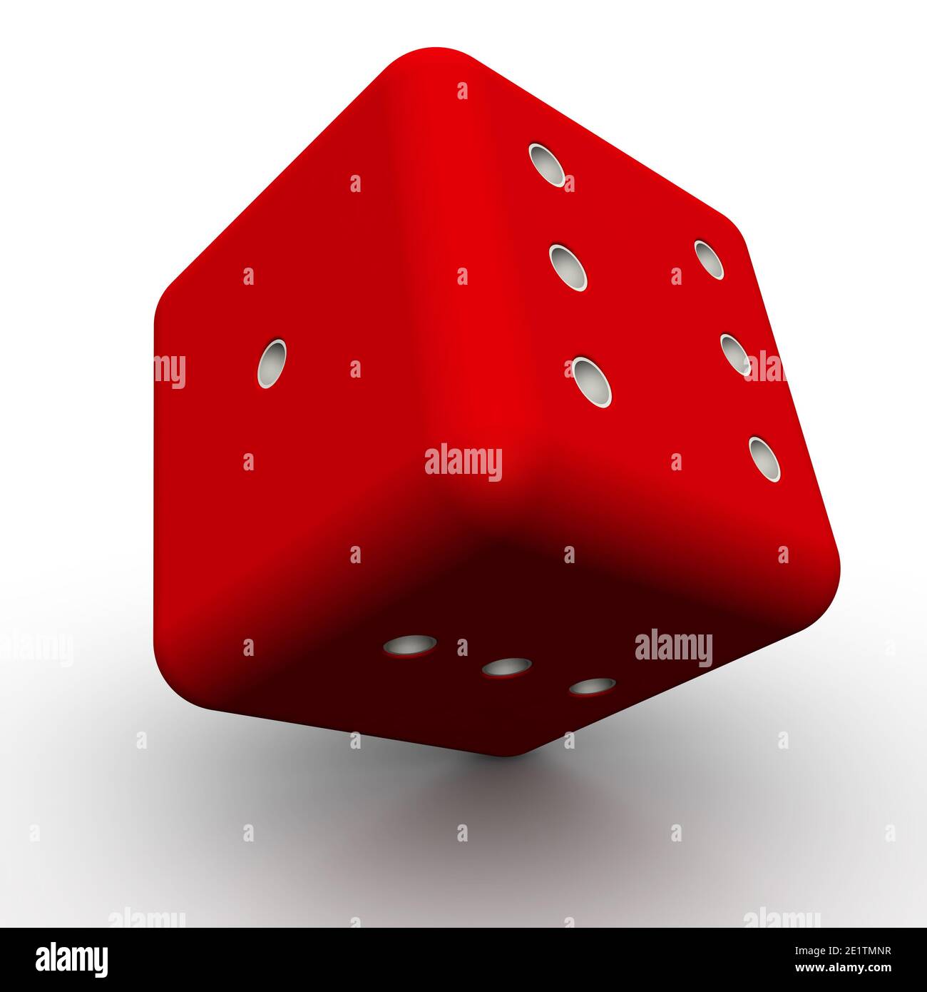 One red dice stands on the vertex. Isolated. 3D Illustration Stock ...