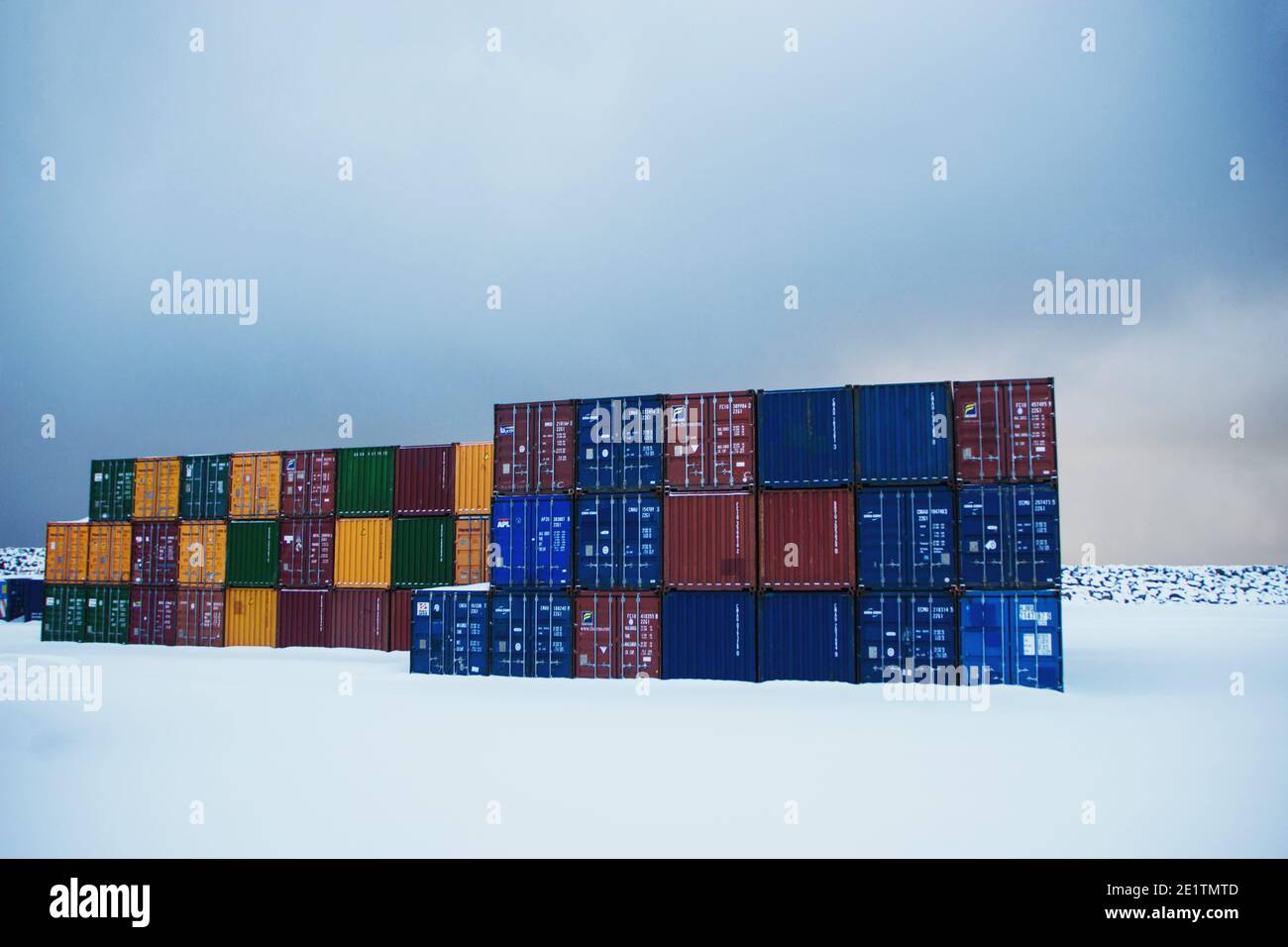 Colorful intermodal container shipping cargo freight transport box ...