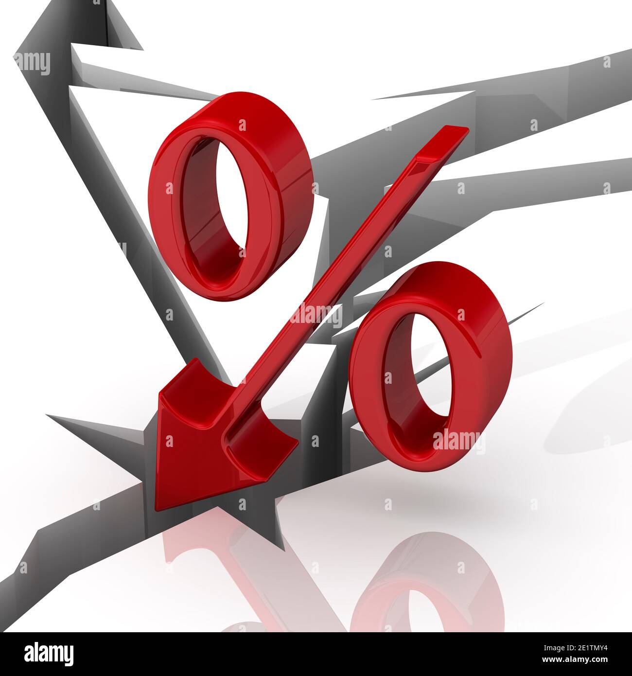 Catastrophic interest rate reduction. Red percentage symbol breaks the ...