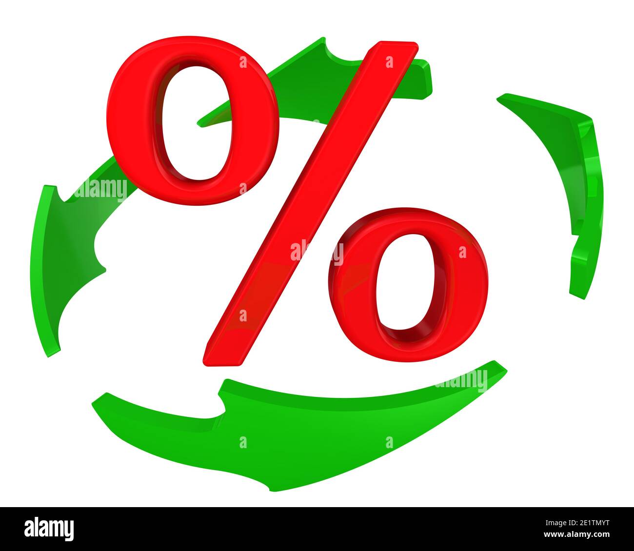 Symbol of renewable interest rate. The red symbol of percentage and ...