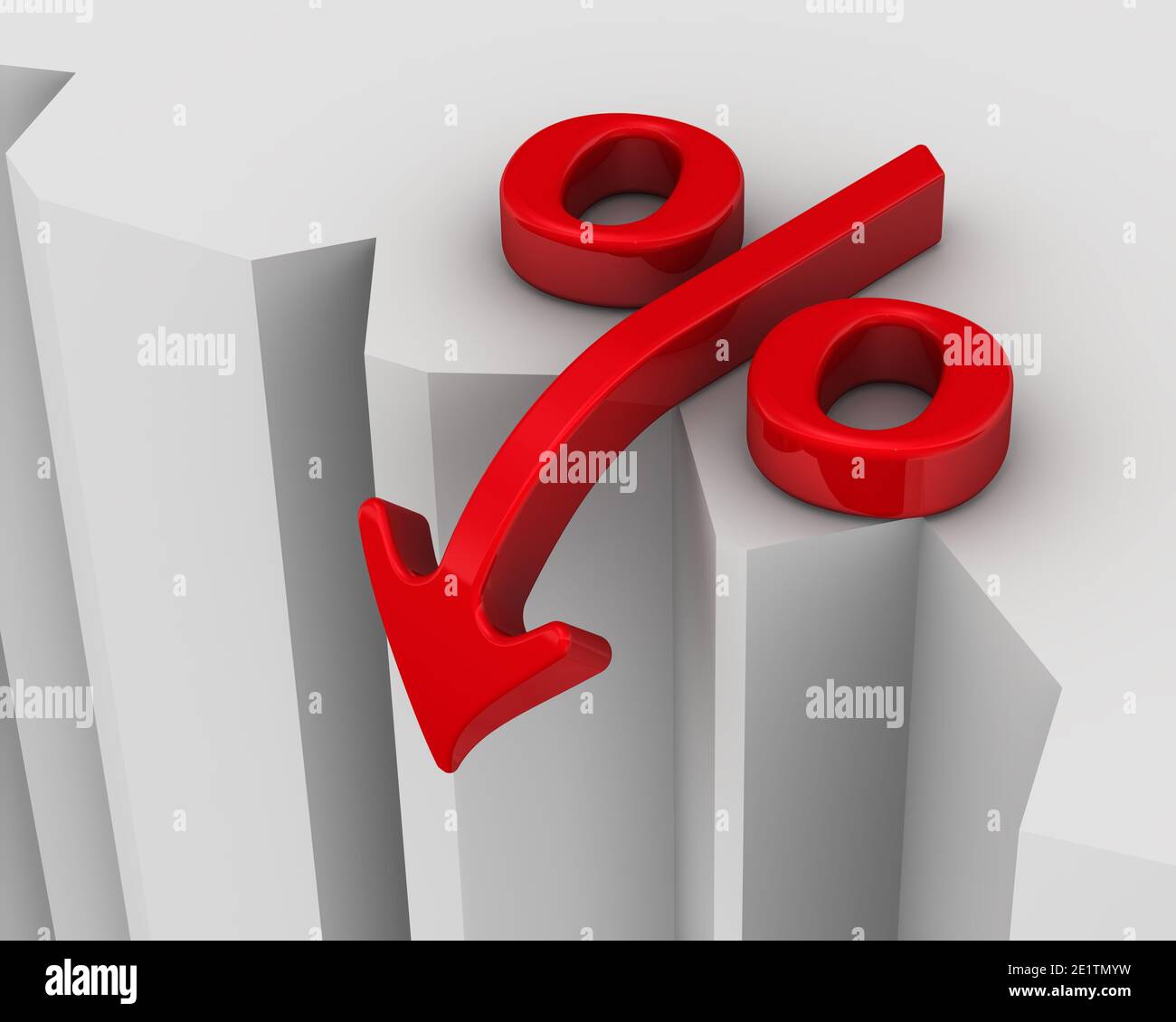 Symbol of falling interest rates near the precipice. Financial concept ...