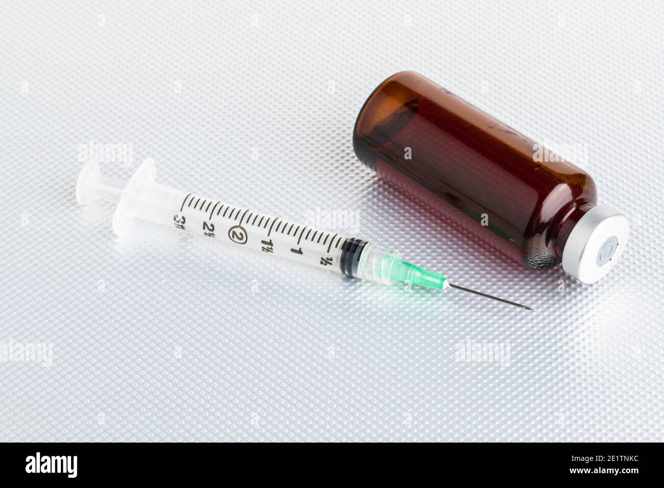 A close-up shot of a hygienic single-use plastic disposable medicine ...