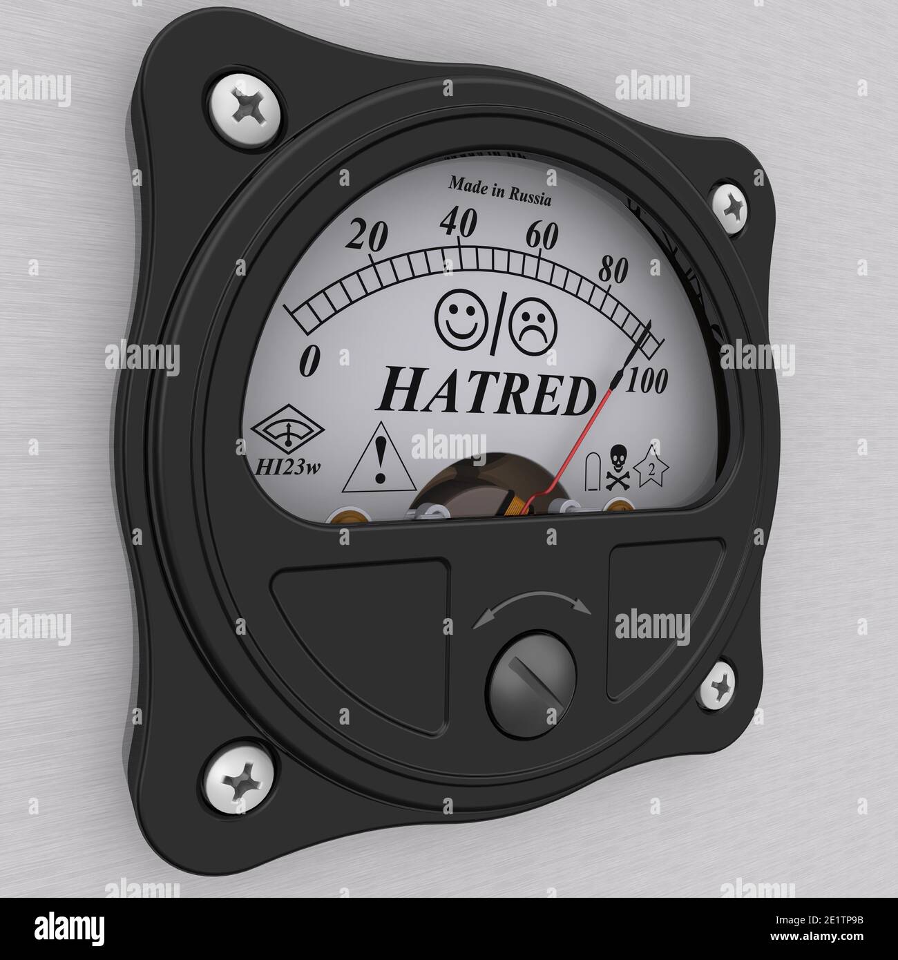 Hatred indicator. One analog indicator showing the level of HATRED in ...