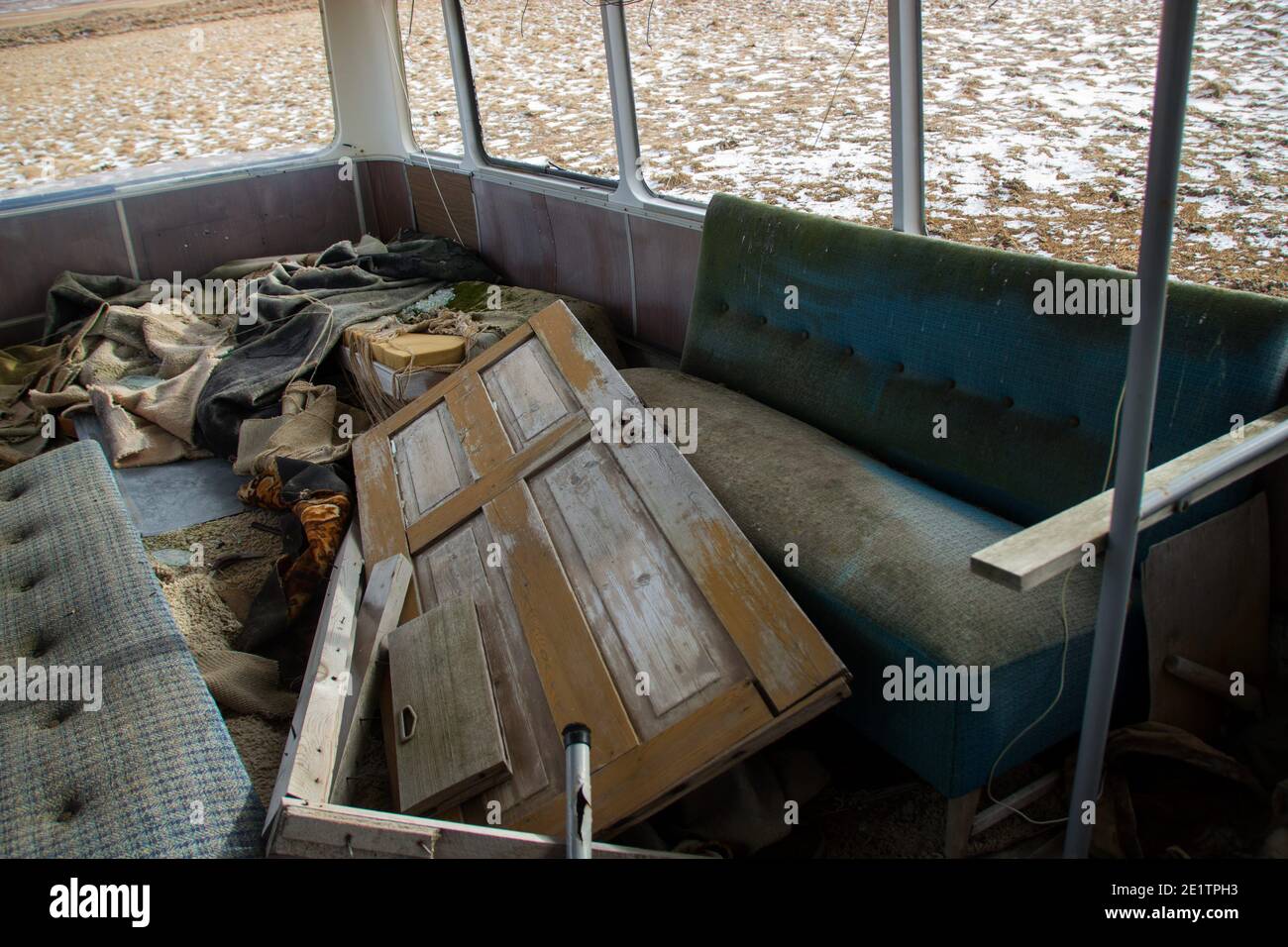 Interior inside of abandoned forgotten remote rural idyllic isolated ...
