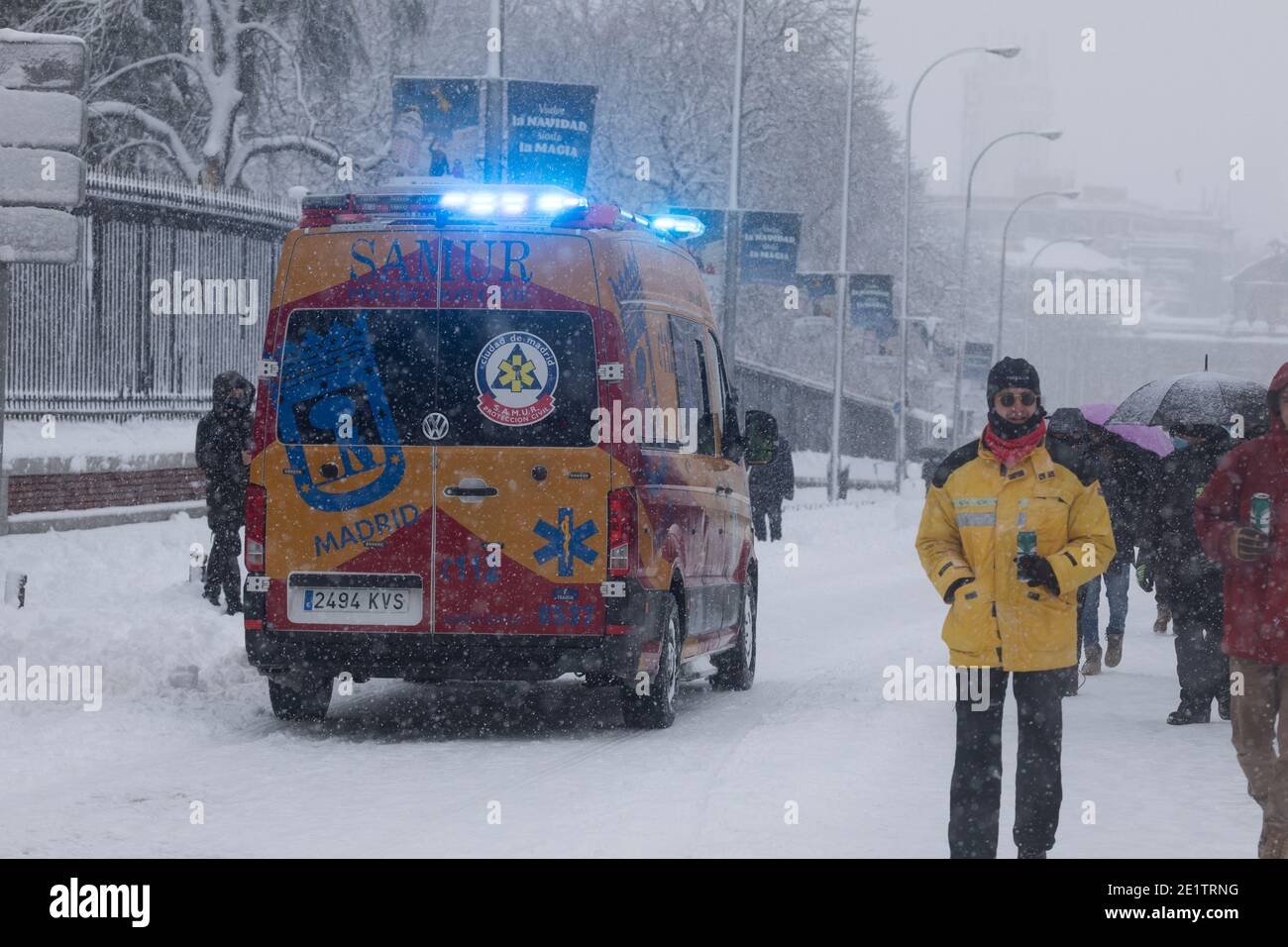 Madrid, Spain - January 09, 2021: SAMUR's ambulance vehicle, public ...