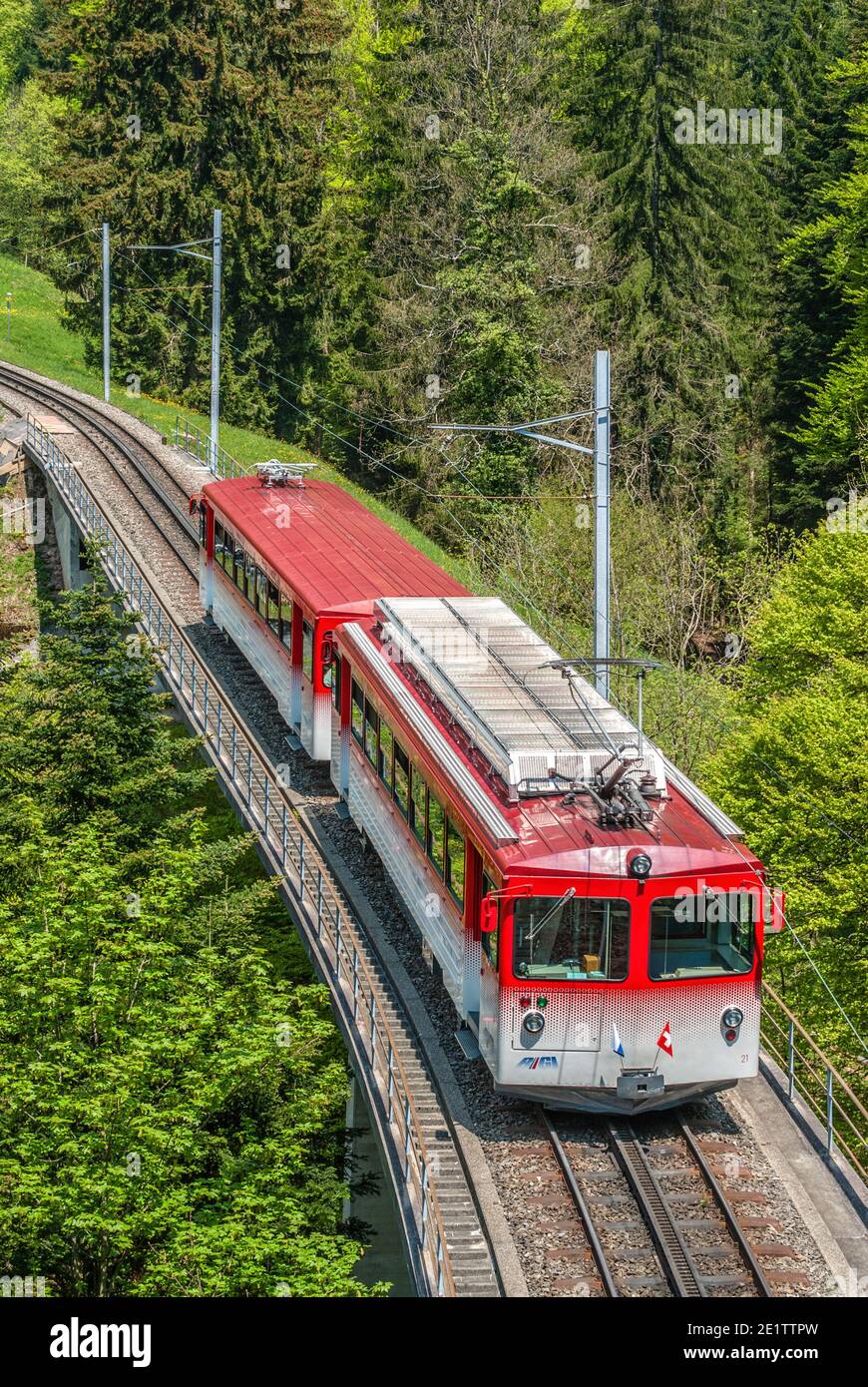 Rigi train at Rigi Kulm Station, Canton Schwyz, Switzerland Stock Photo ...