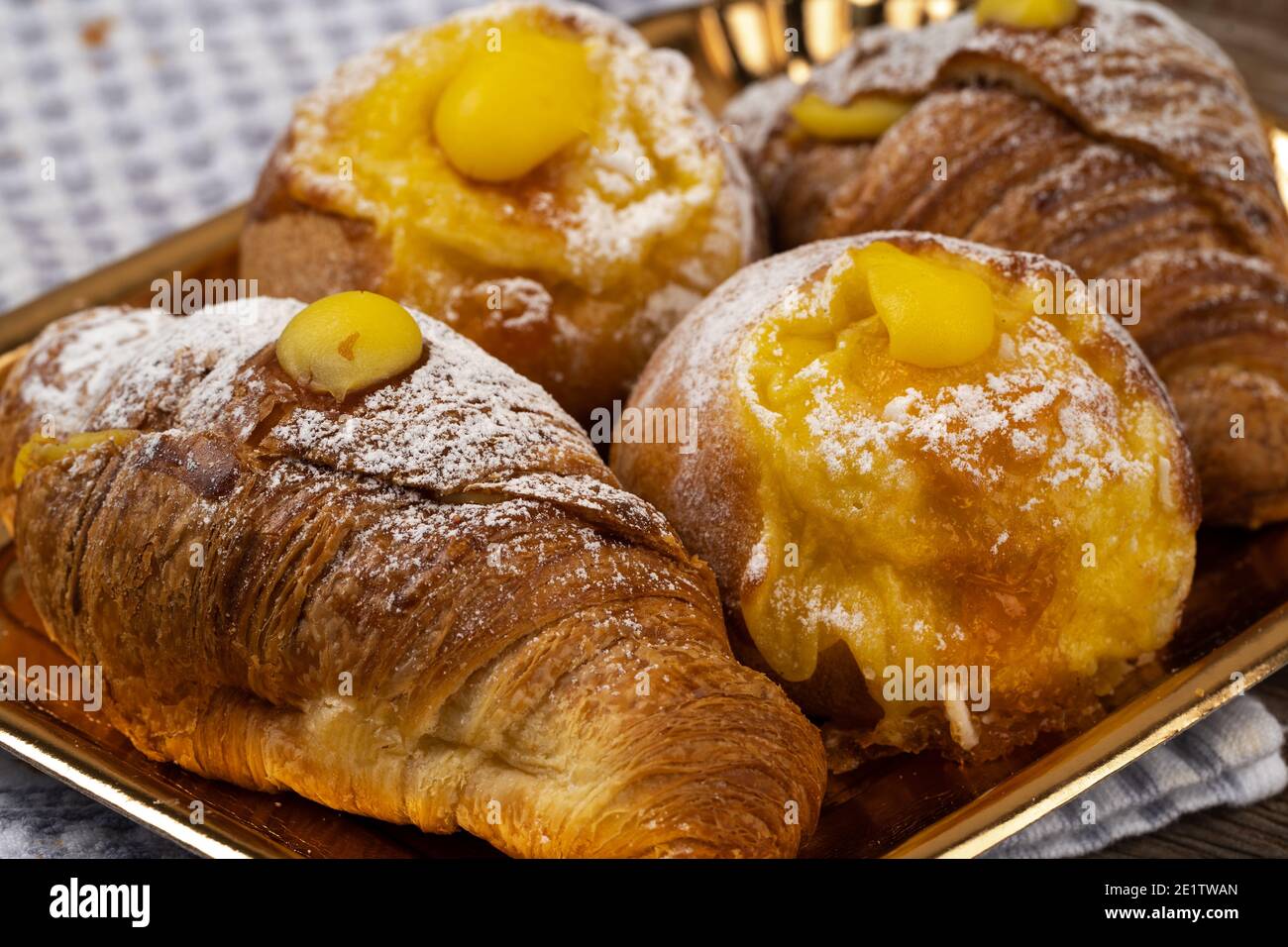 Italian coffee cornetto (croissant) and pastries breakfast lunch caffe ...