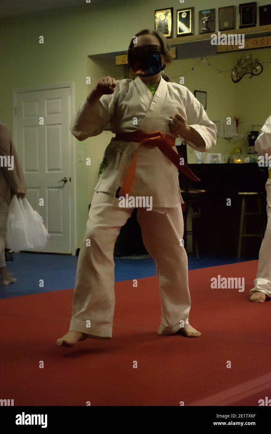 This action photo is of my daughter and her classmates in a Karate ...