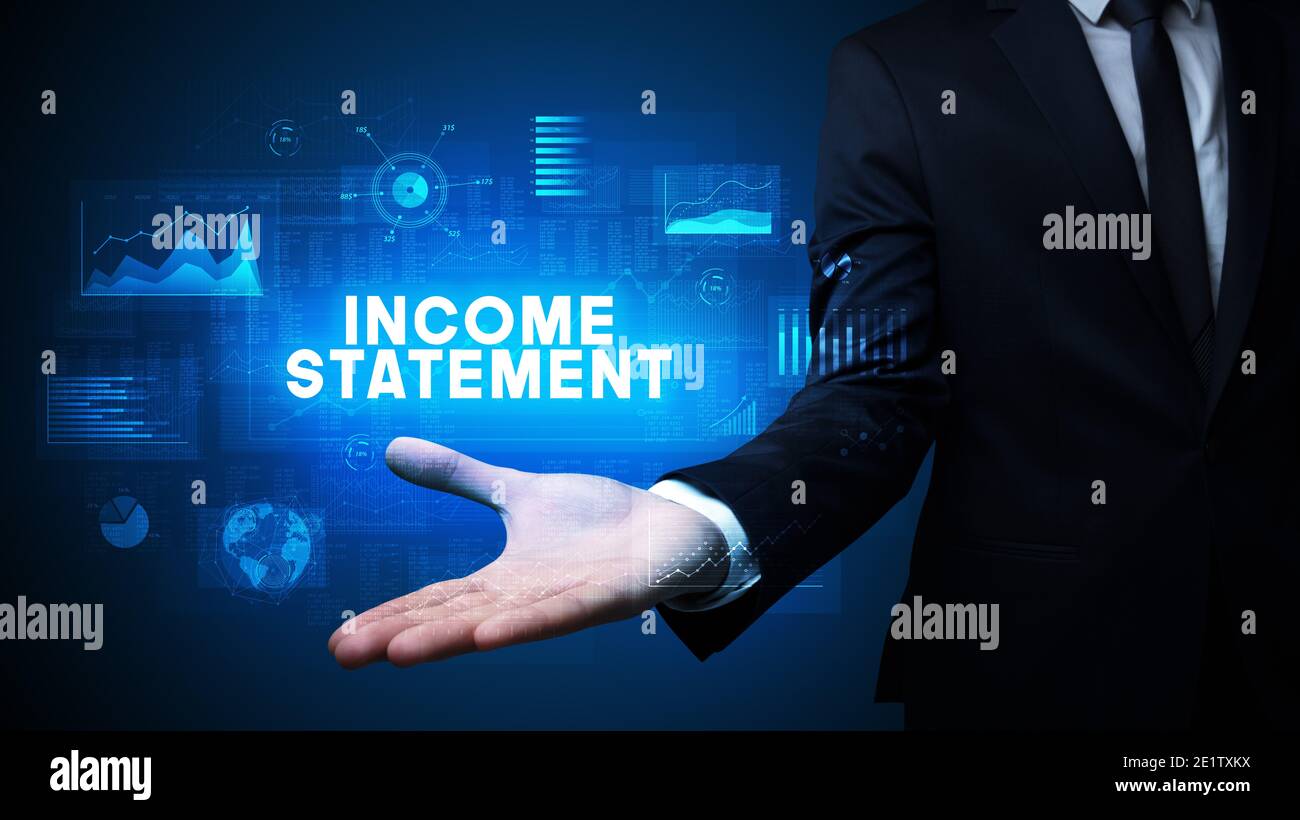 Hand of Businessman holding INCOME STATEMENT inscription, business ...