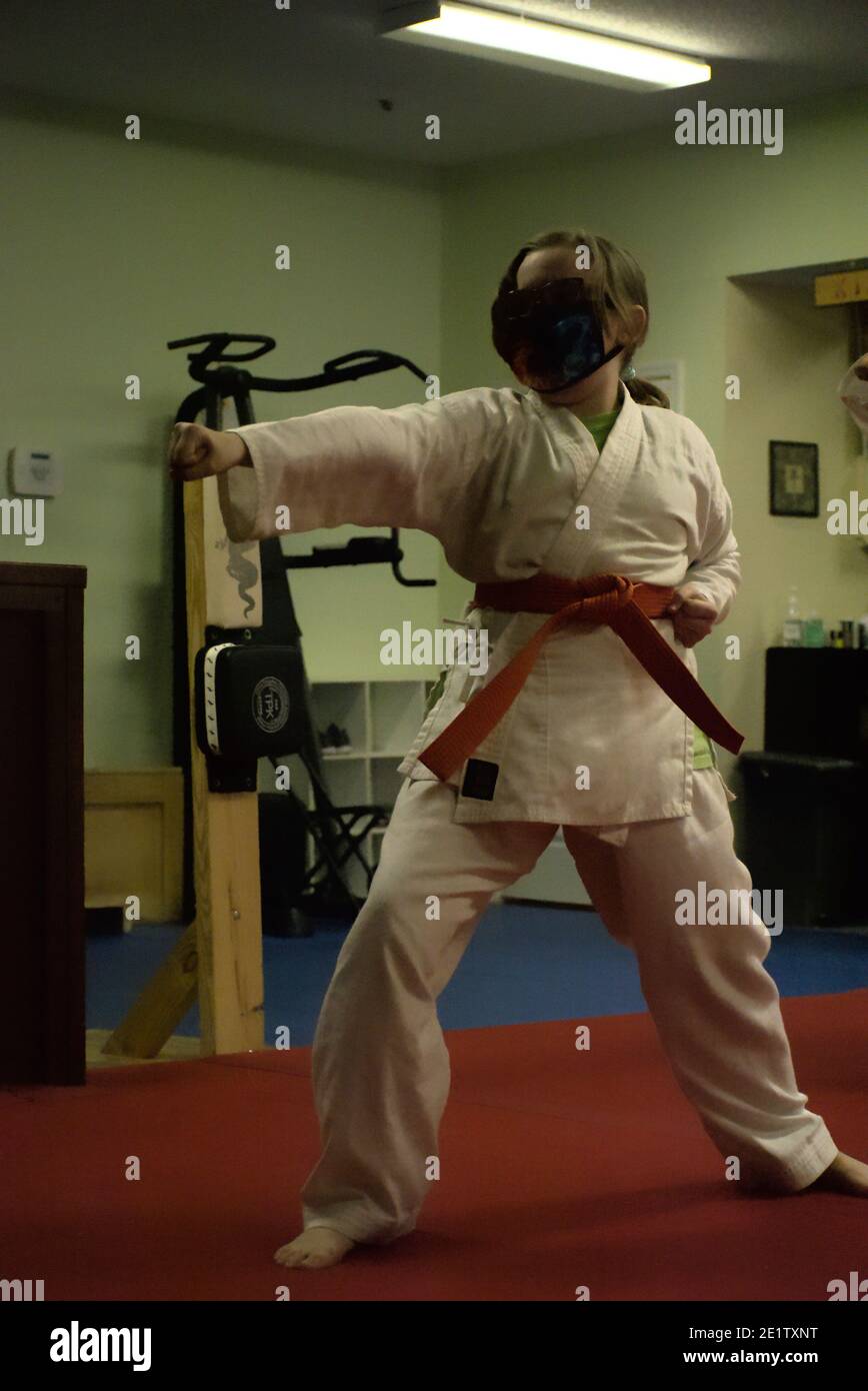 This action photo is of my daughter and her classmates in a Karate ...