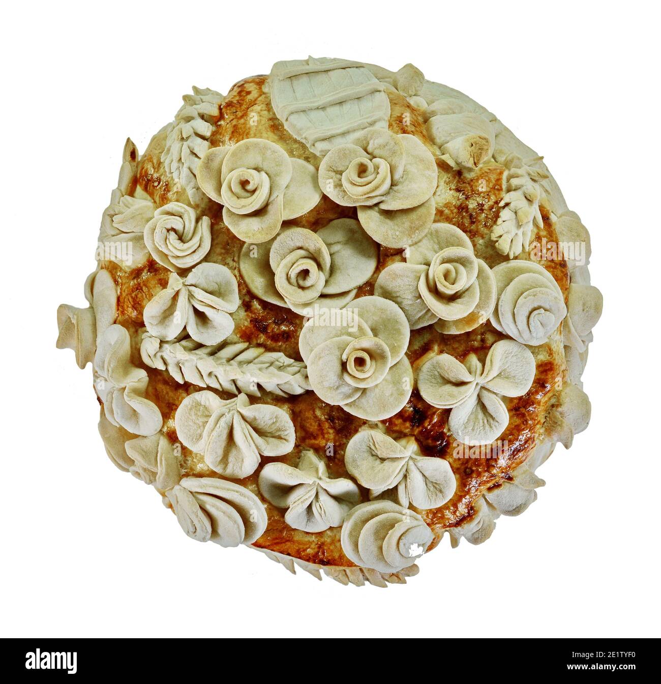 Homemade decorated Serbian slava bread isolated on white background ...