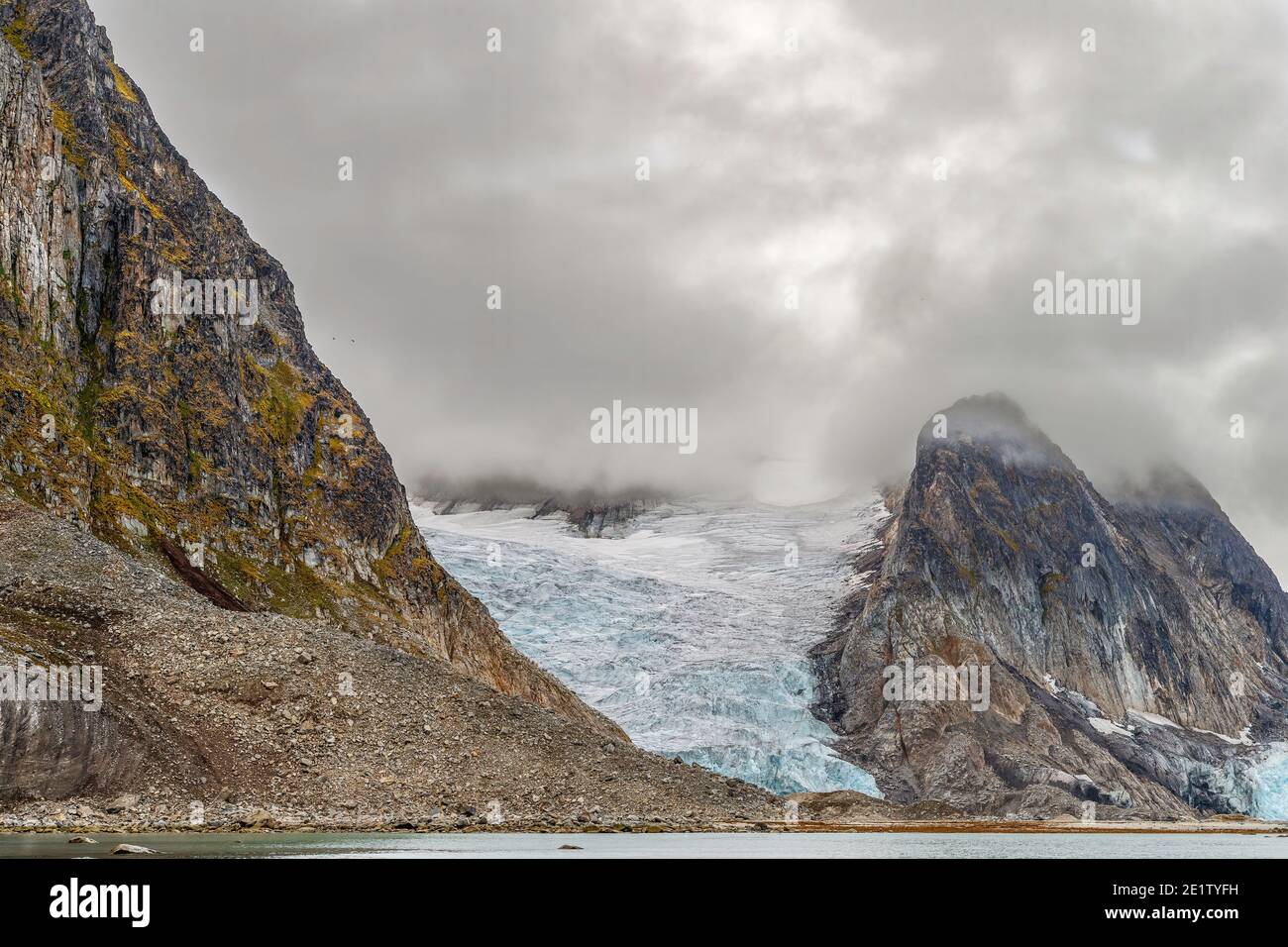 Rocks and glacier, Hamilton Bay, Svalbard Stock Photo - Alamy
