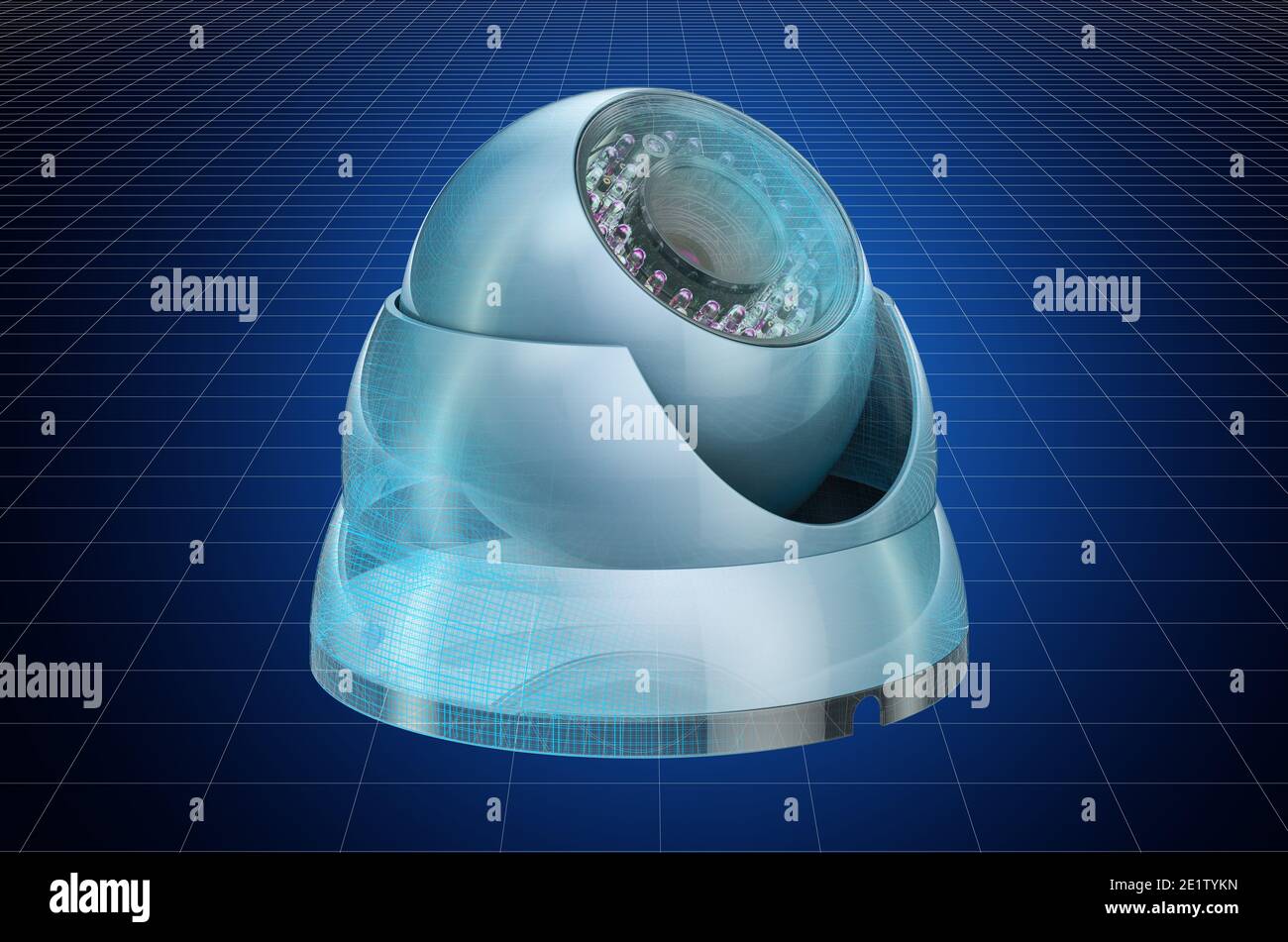 Visualization 3d cad model of dome security camera, blueprint. 3D ...