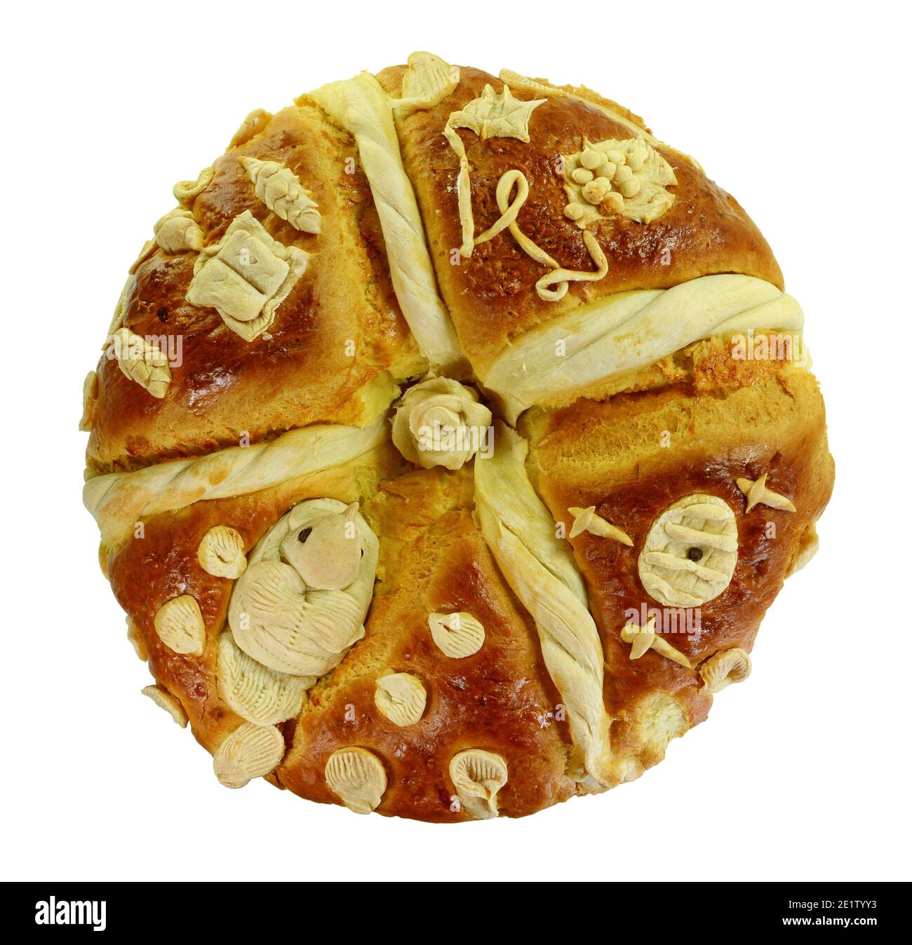 Homemade decorated Serbian slava bread isolated on white background ...
