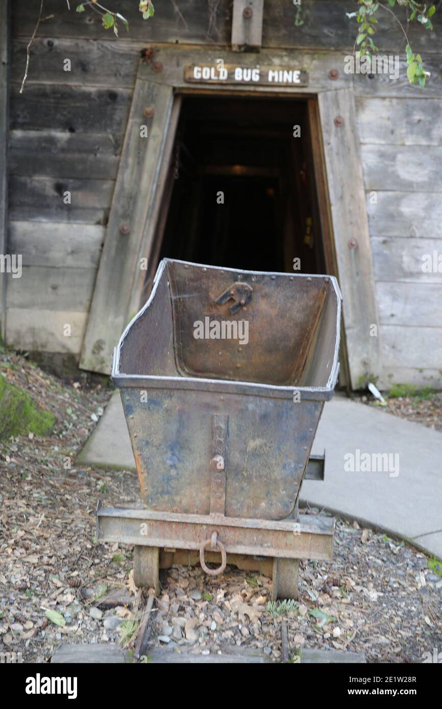 March 15, 2017, Placerville, California, USA: historical mining cart ...