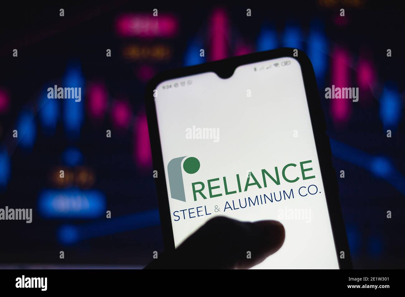 In this photo illustration the Reliance Steel and Aluminium logo seen ...