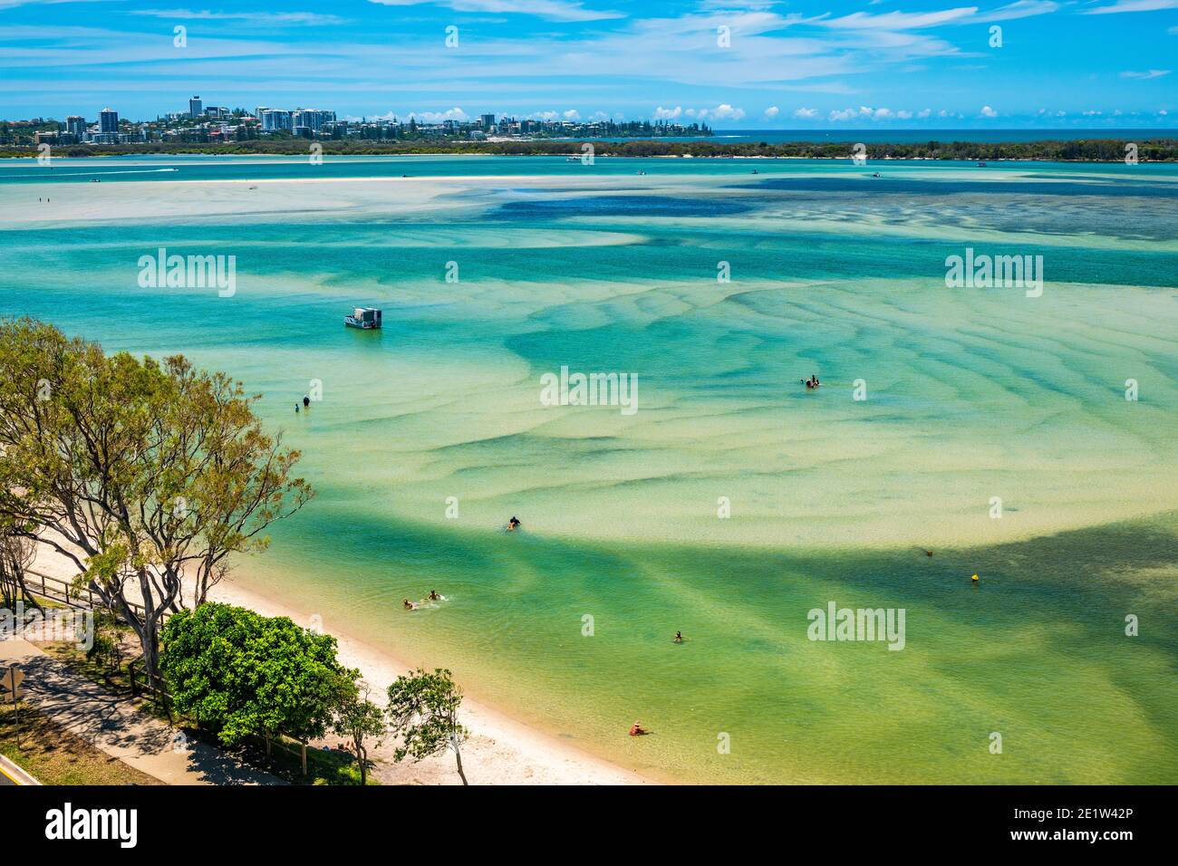 Aerial views over Golden Beach overlooking Caloundra on the Sunshine ...