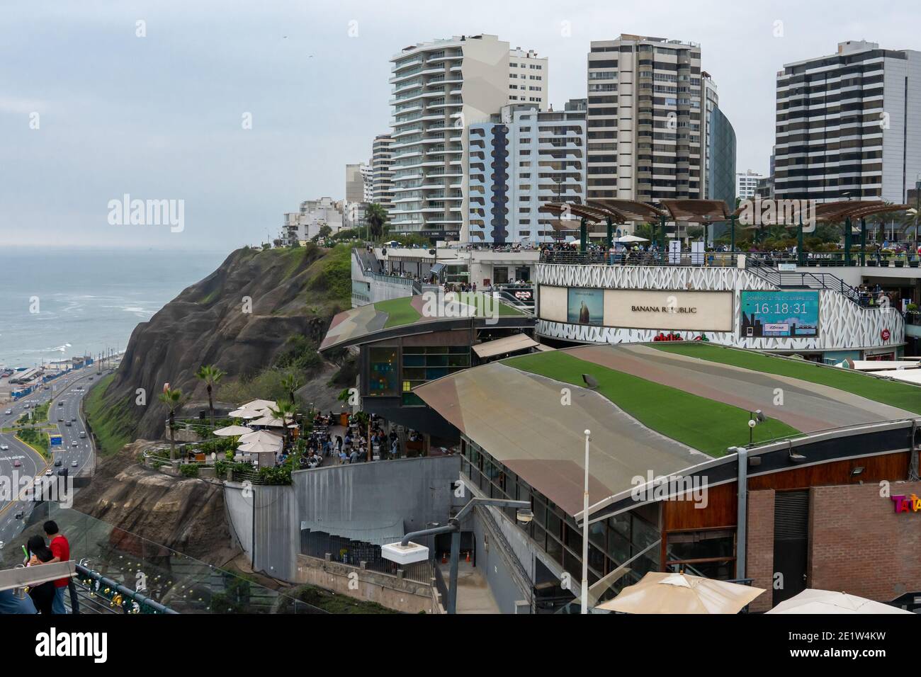 Larcomar is a shopping center built into a seaside cliff in Miraflores ...